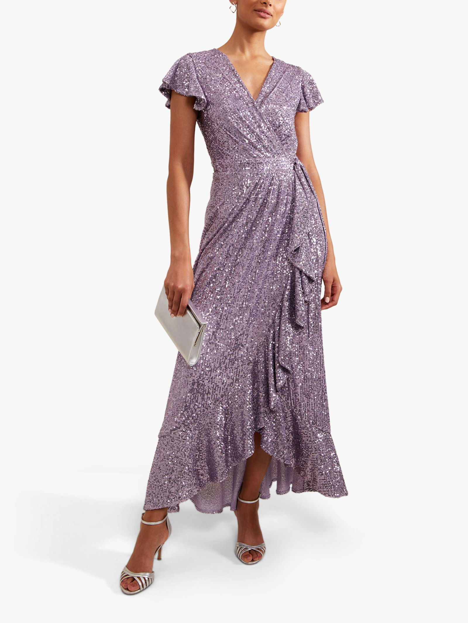 PHASE EIGHT Carina Sequin Maxi Wrap Dress in Purple | Endource