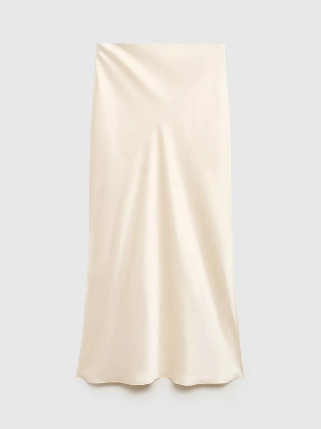 MANGO Robin Satin Maxi Skirt in Lt Pastel Brown | endource