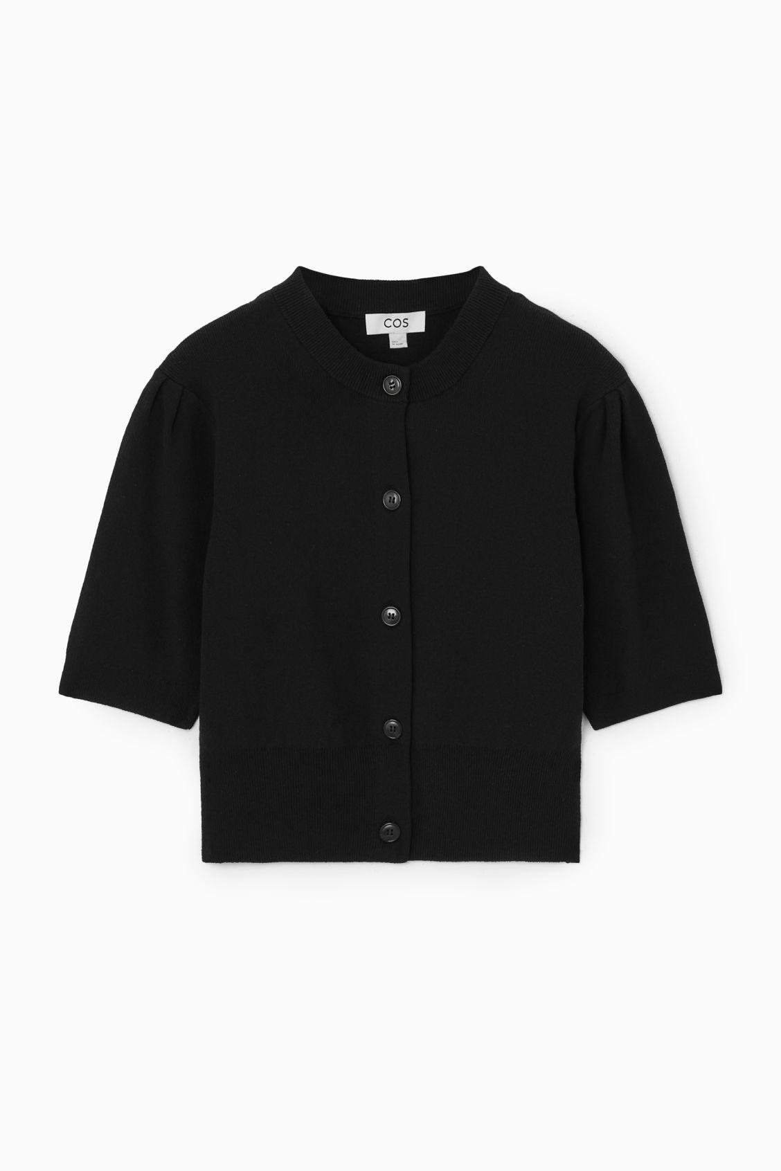 COS Cropped Short-Sleeved Cardigan in BLACK | Endource