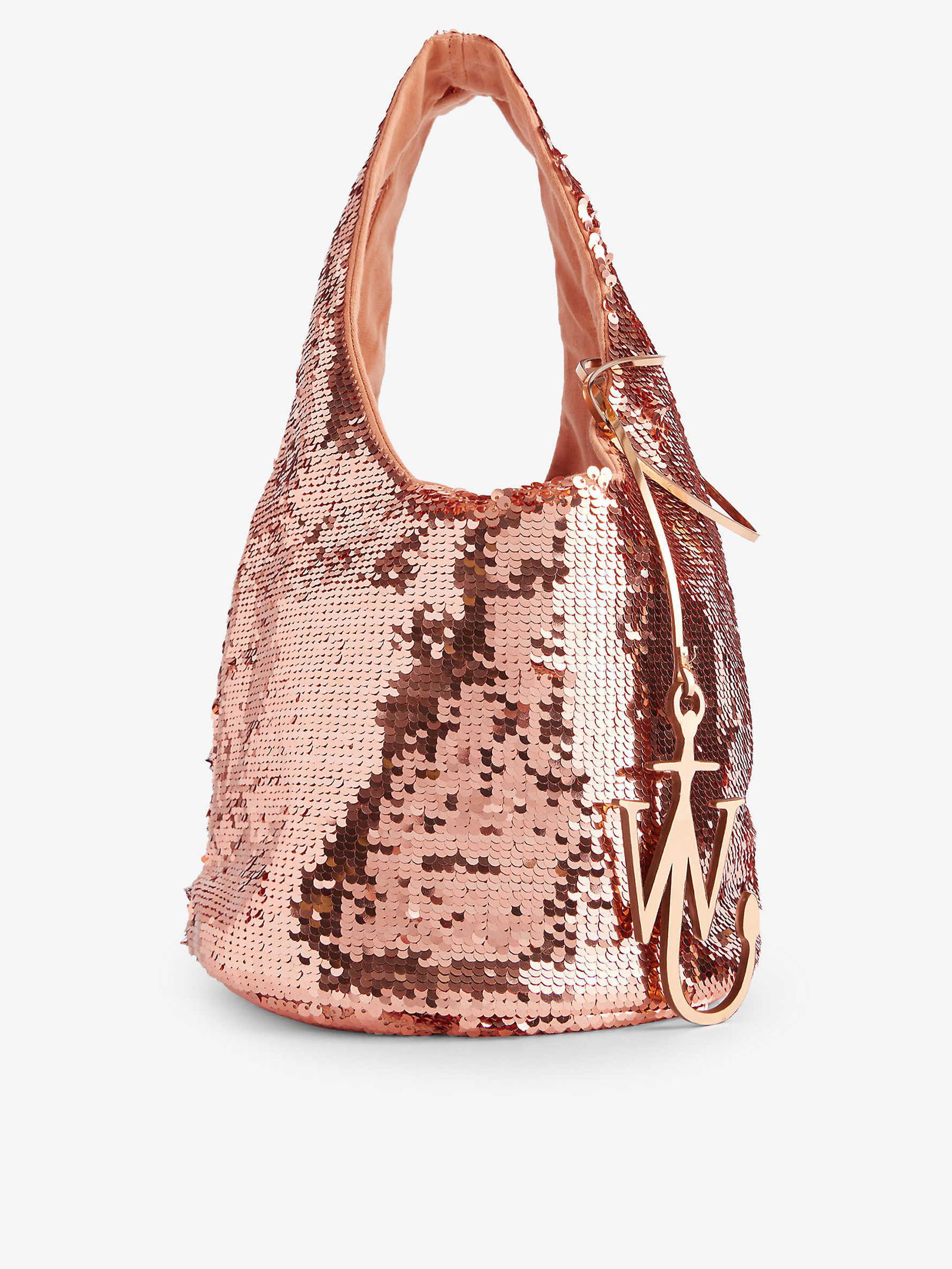 JW ANDERSON Mini Sequin-Embellished Woven Shoulder Bag in ROSE GOLD ...