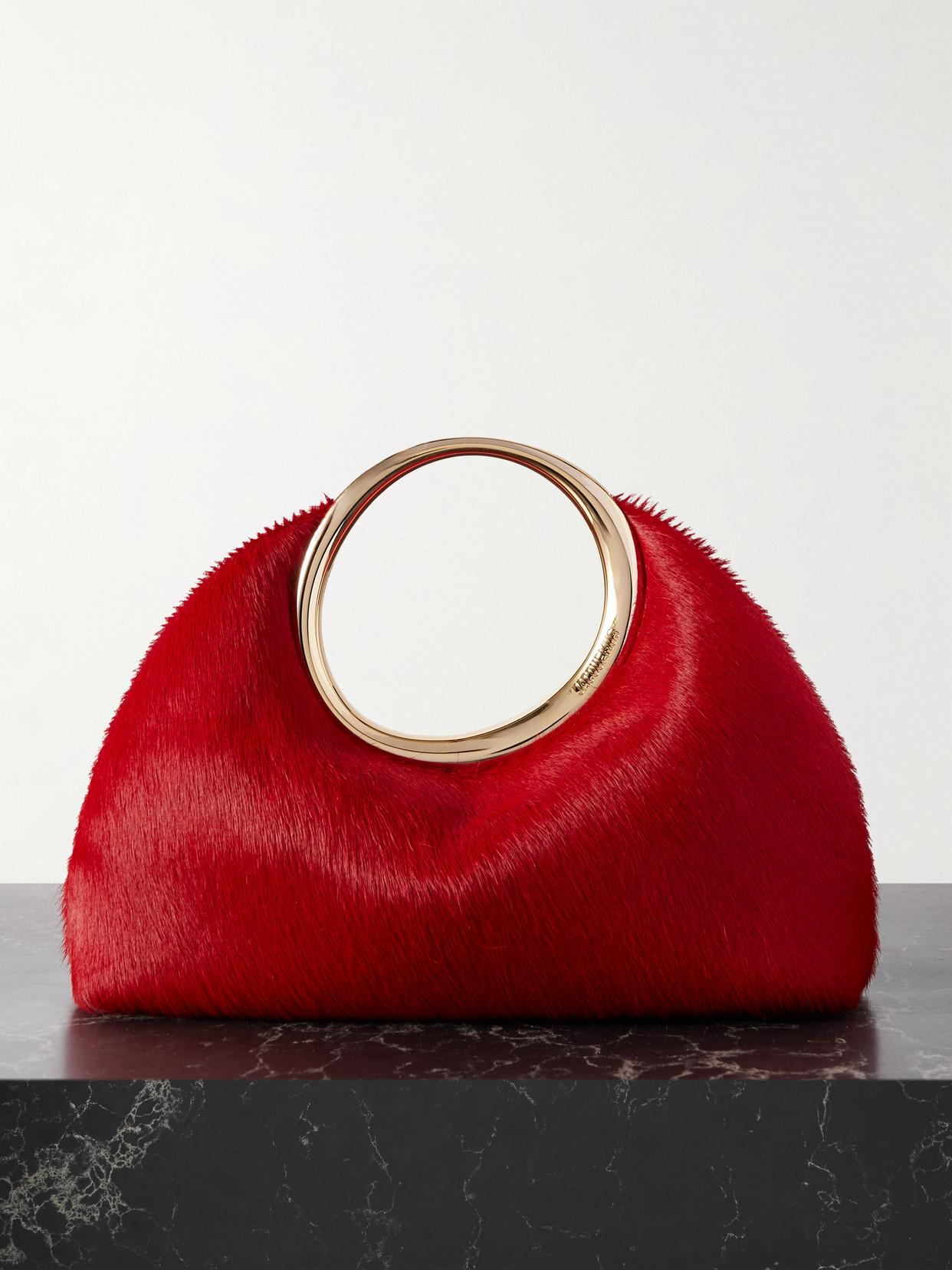 JACQUEMUS Le Petite Calino Mini Calf Hair Tote in Red | Endource