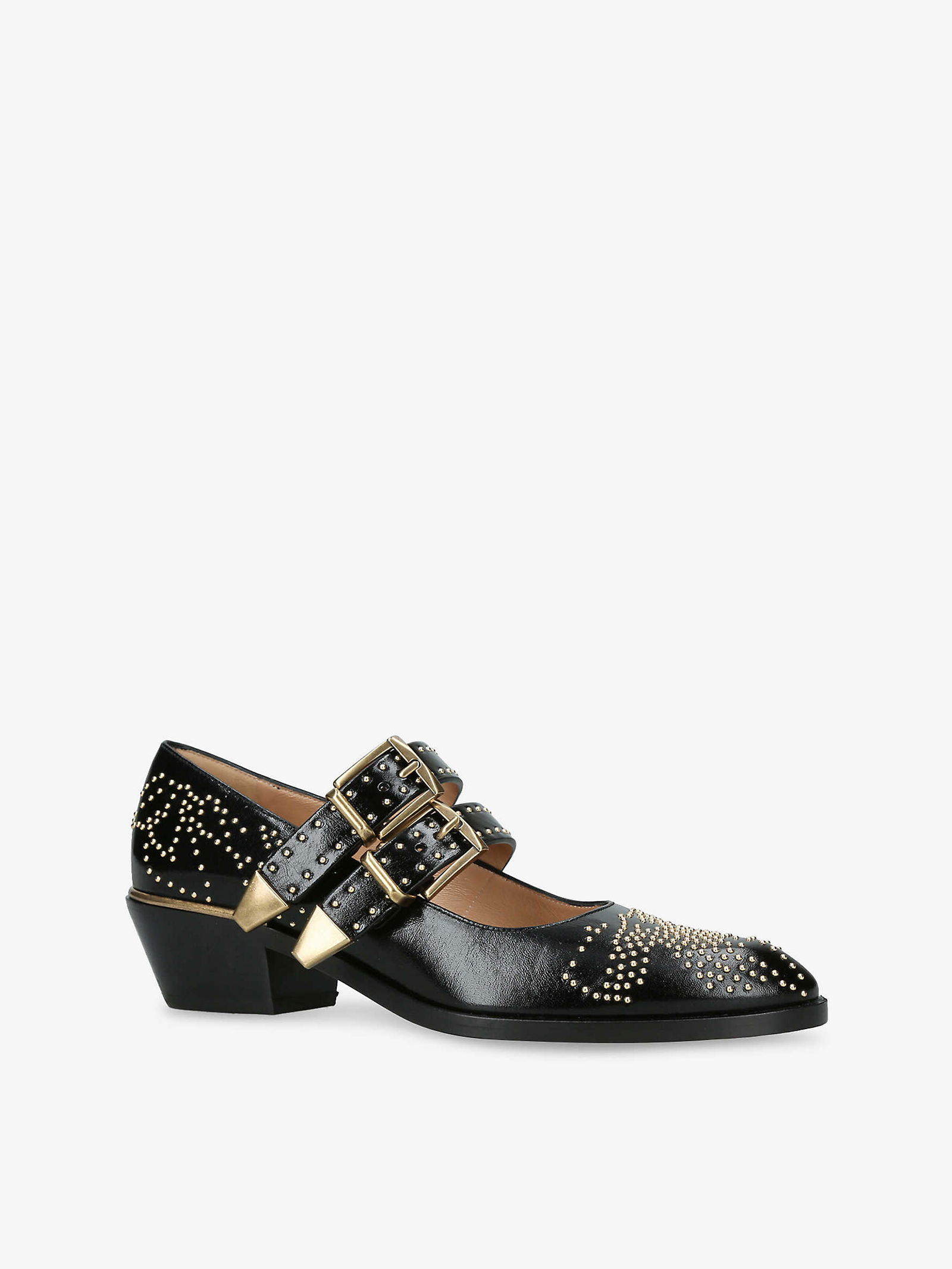 CHLOÉ Susan Studded Leather Heeled Mary Jane Pumps | endource