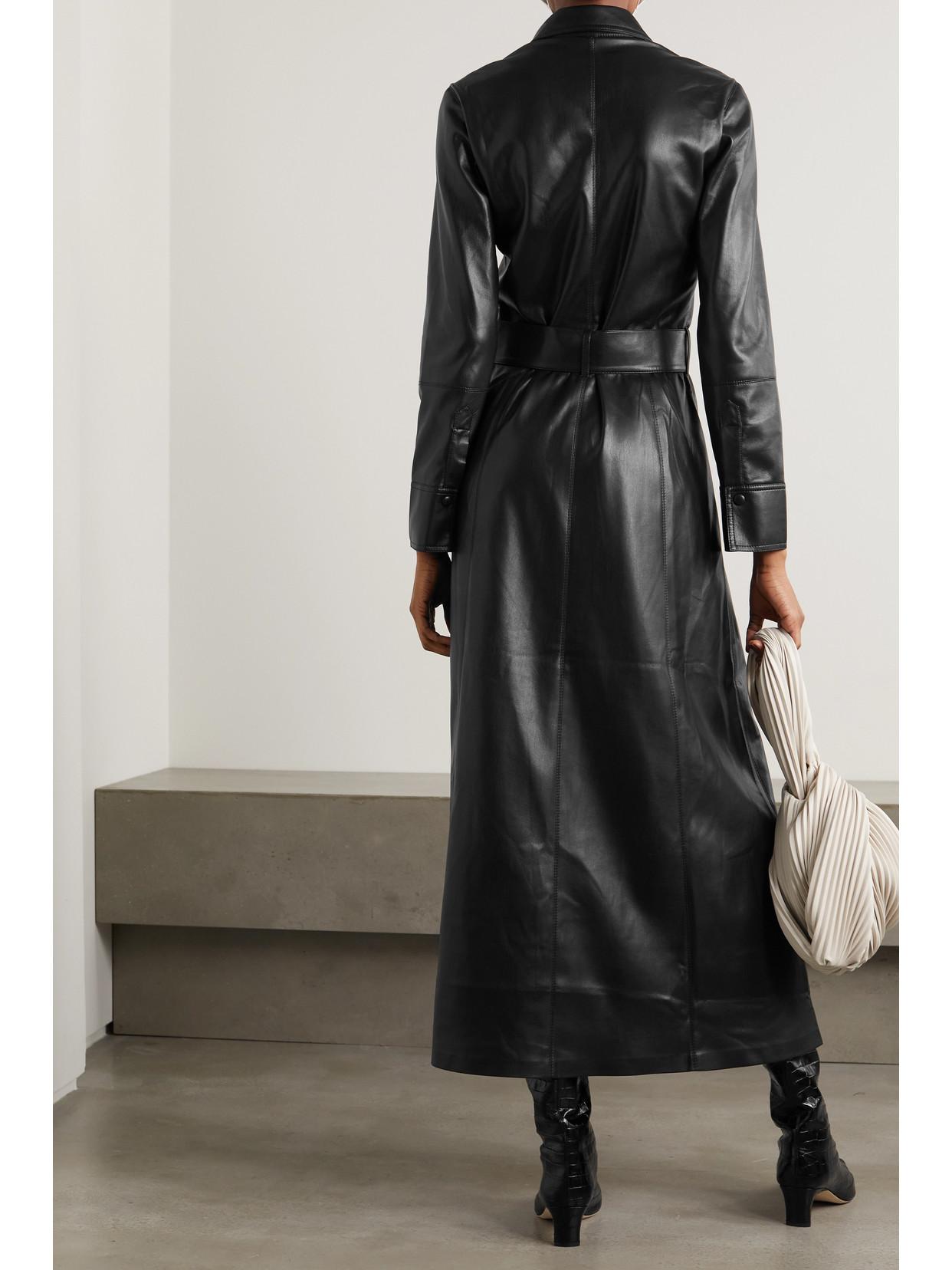 NANUSHKA Asayo Belted Vegan Leather Midi Shirt Dress | endource