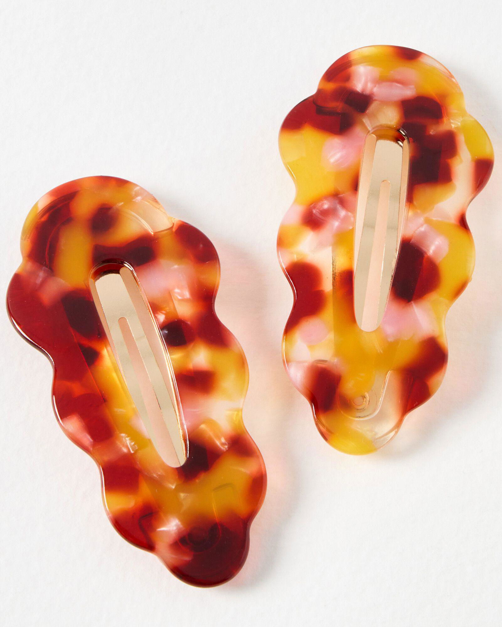 OLIVER BONAS Liselotte Resin Scallop Hair Clips Set Of Two in Brown ...