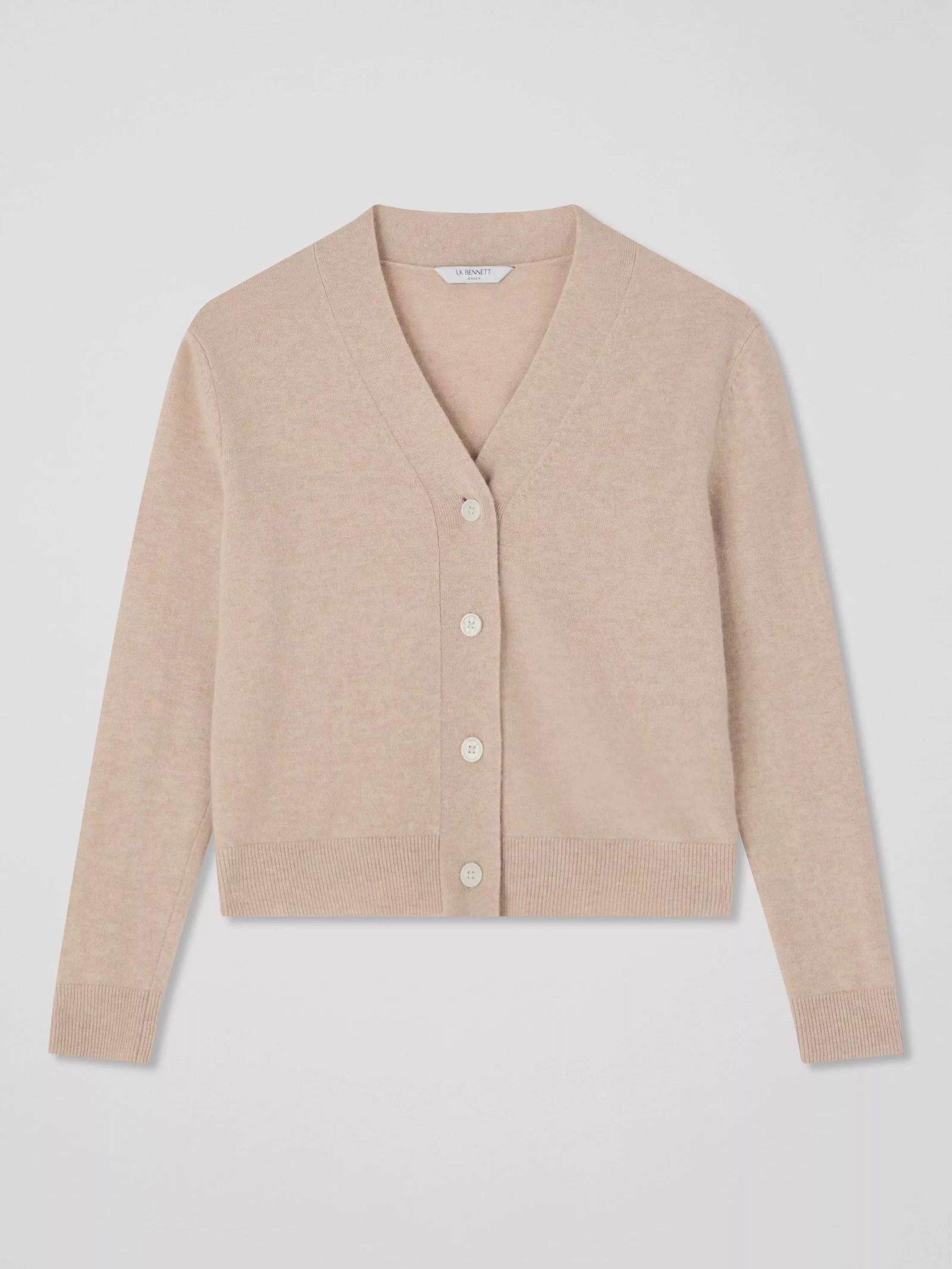 L.K. BENNETT Mara Wool and Cashmere Blend Cardigan in Champagne | endource