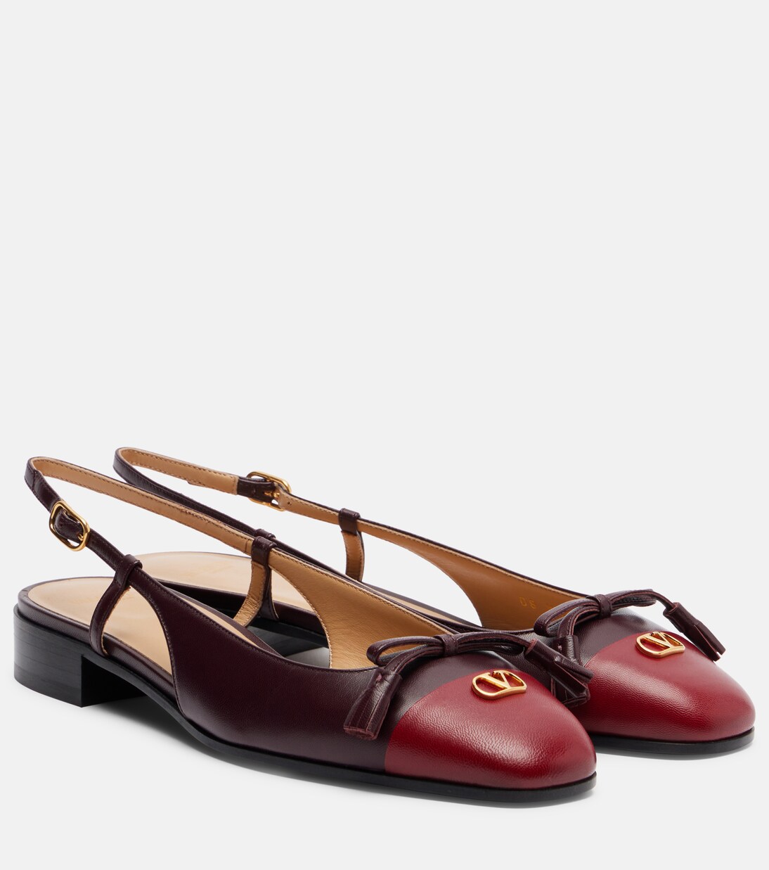 VALENTINO GARAVANI Valet Du Roi Leather Slingback Ballet Flats | endource