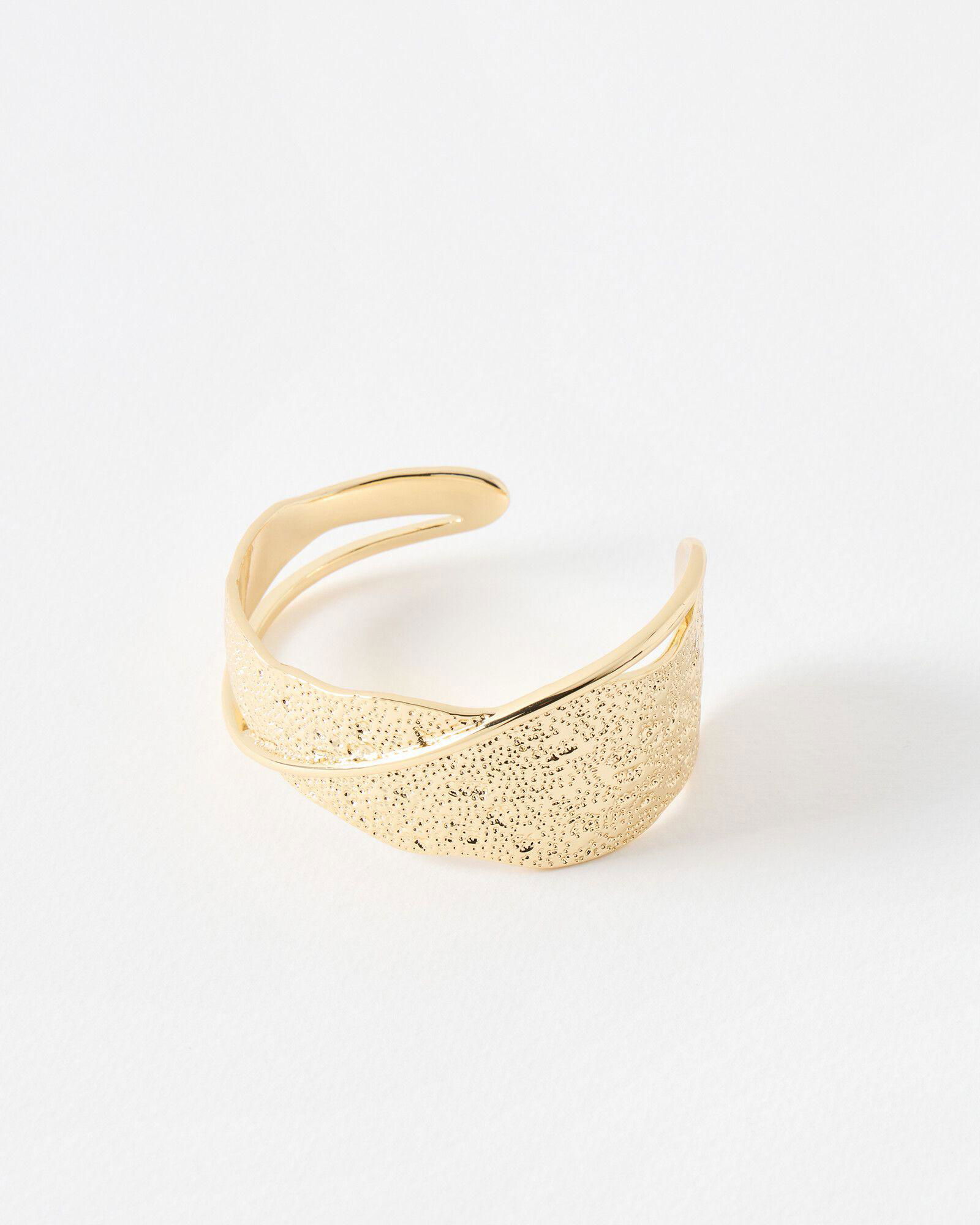 OLIVER BONAS Vera Wide Cross Over Gold Tone Cuff Bangle | endource