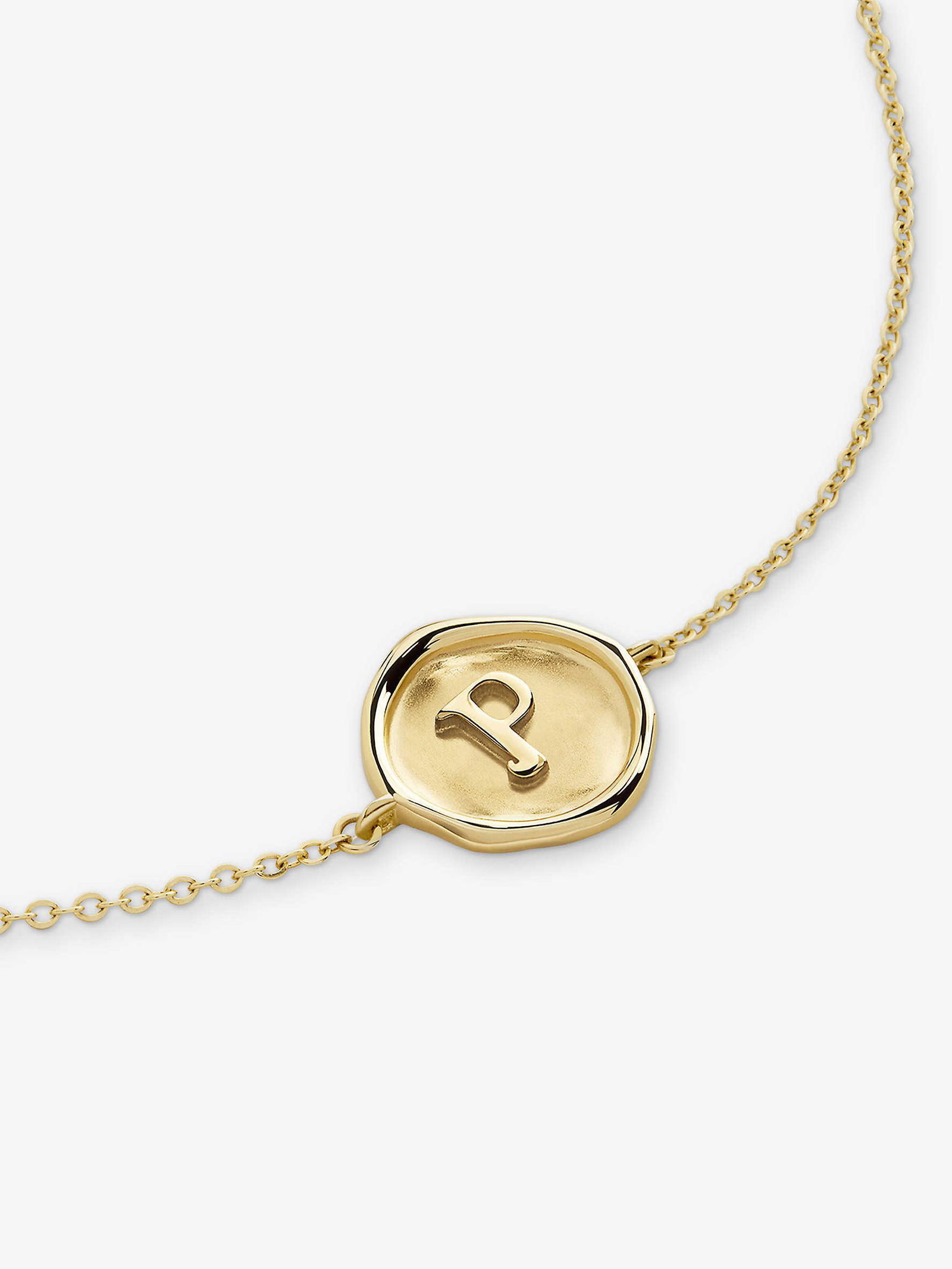 MONICA VINADER Mini Initial P Stamp 14ct Yellow-Gold Bracelet | endource