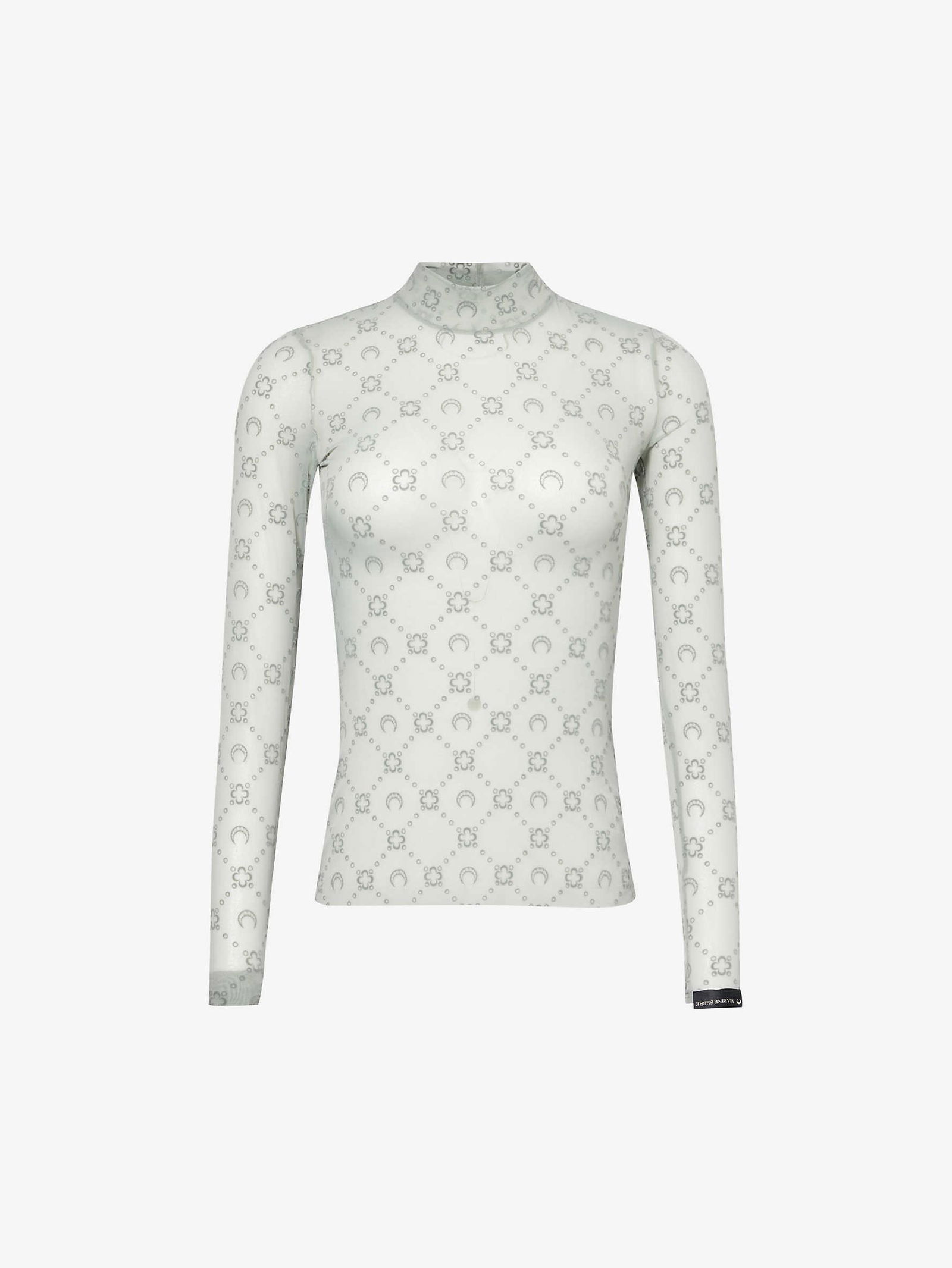 MARINE SERRE Monogram-Pattern High-Neck Stretch Top in GREY | endource