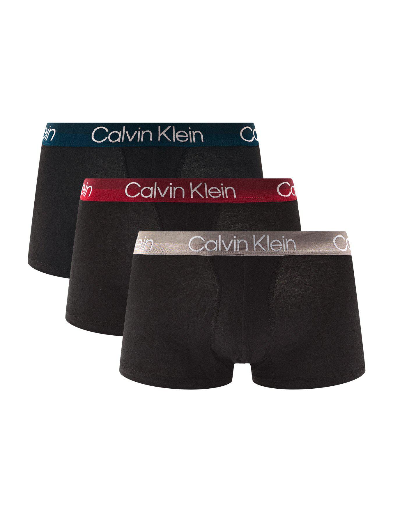 CALVIN KLEIN Three Pack Modern Structure Cotton Trunks in B Navy Stone ...