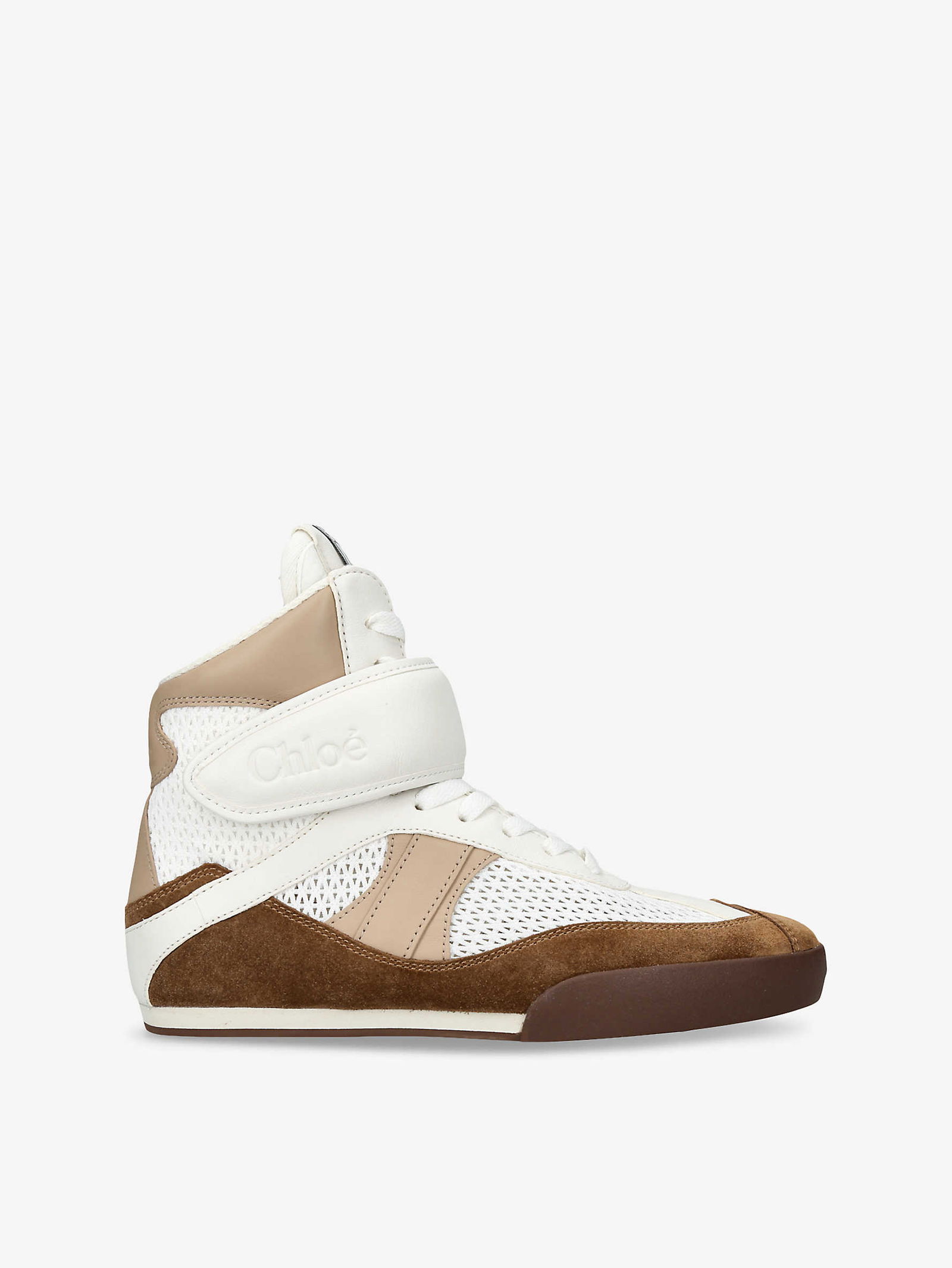 CHLOÉ Kick Brand-Patch Suede High-Top Trainers in White | endource