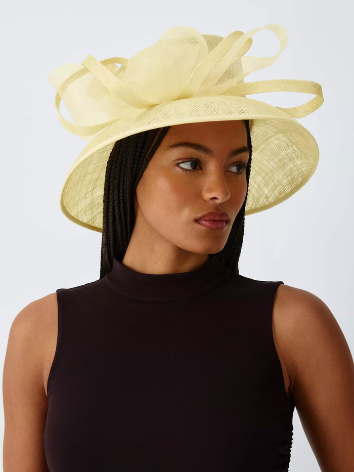 JOHN LEWIS Margot Small Downward Brim Occasion Hat, Yellow | endource
