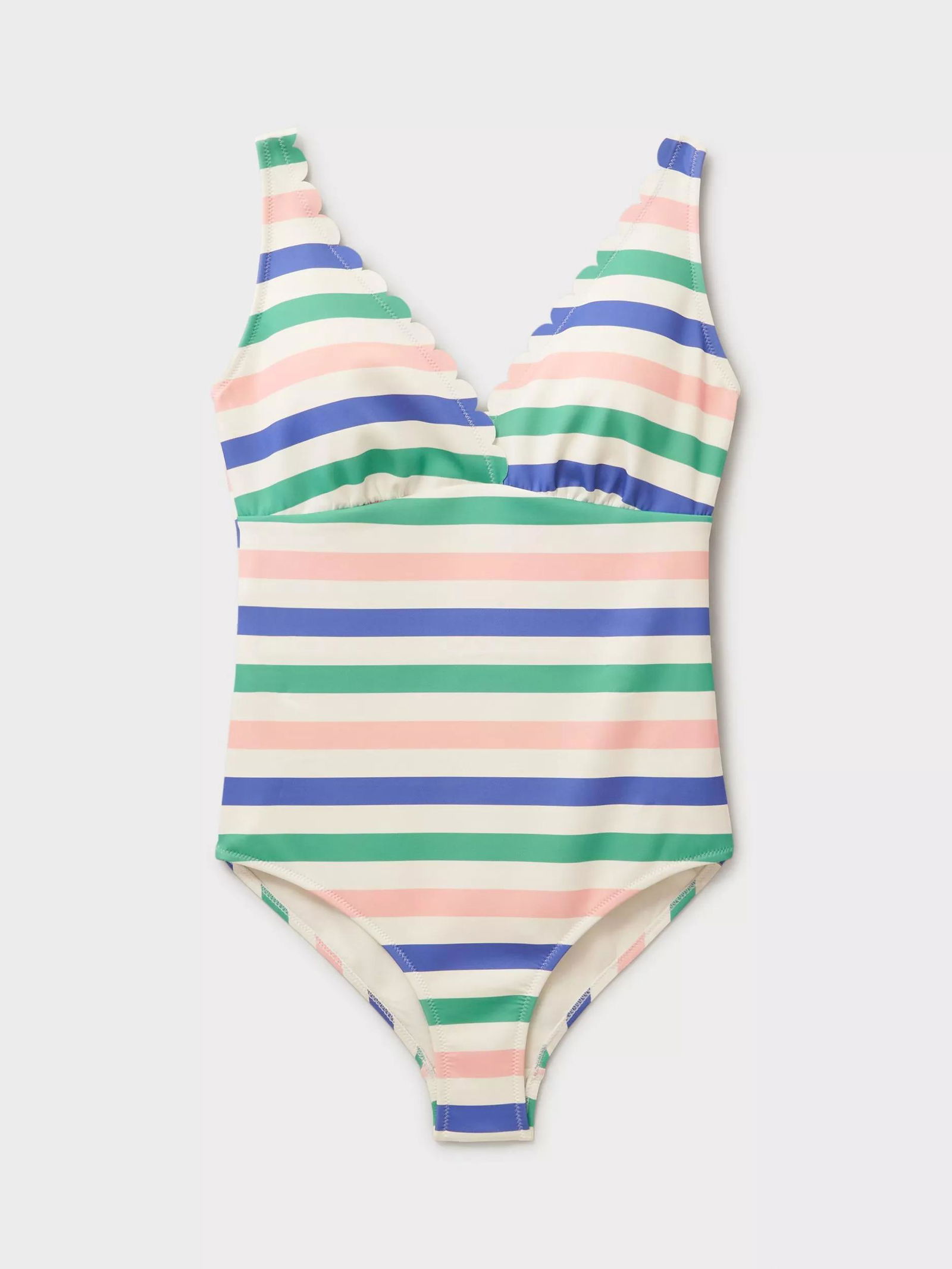 CREW CLOTHING Stripe Scallop Edge Swimsuit in Multi/Pink | endource