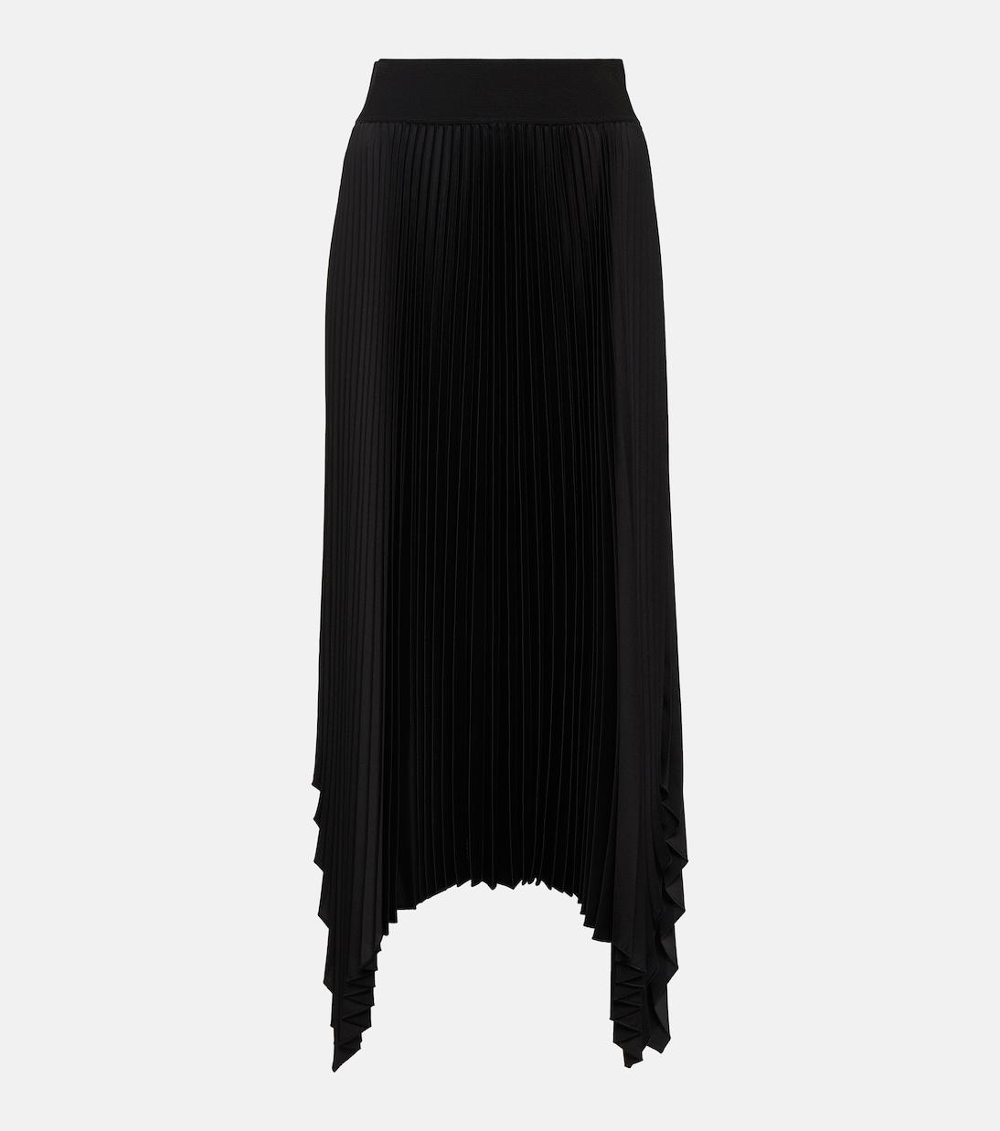 JOSEPH Ade Plissé Midi Skirt in Black | Endource