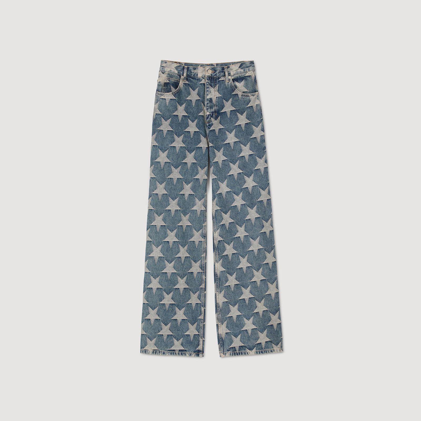 SANDRO Starry Jacquard Jeans in Blue Jean | endource