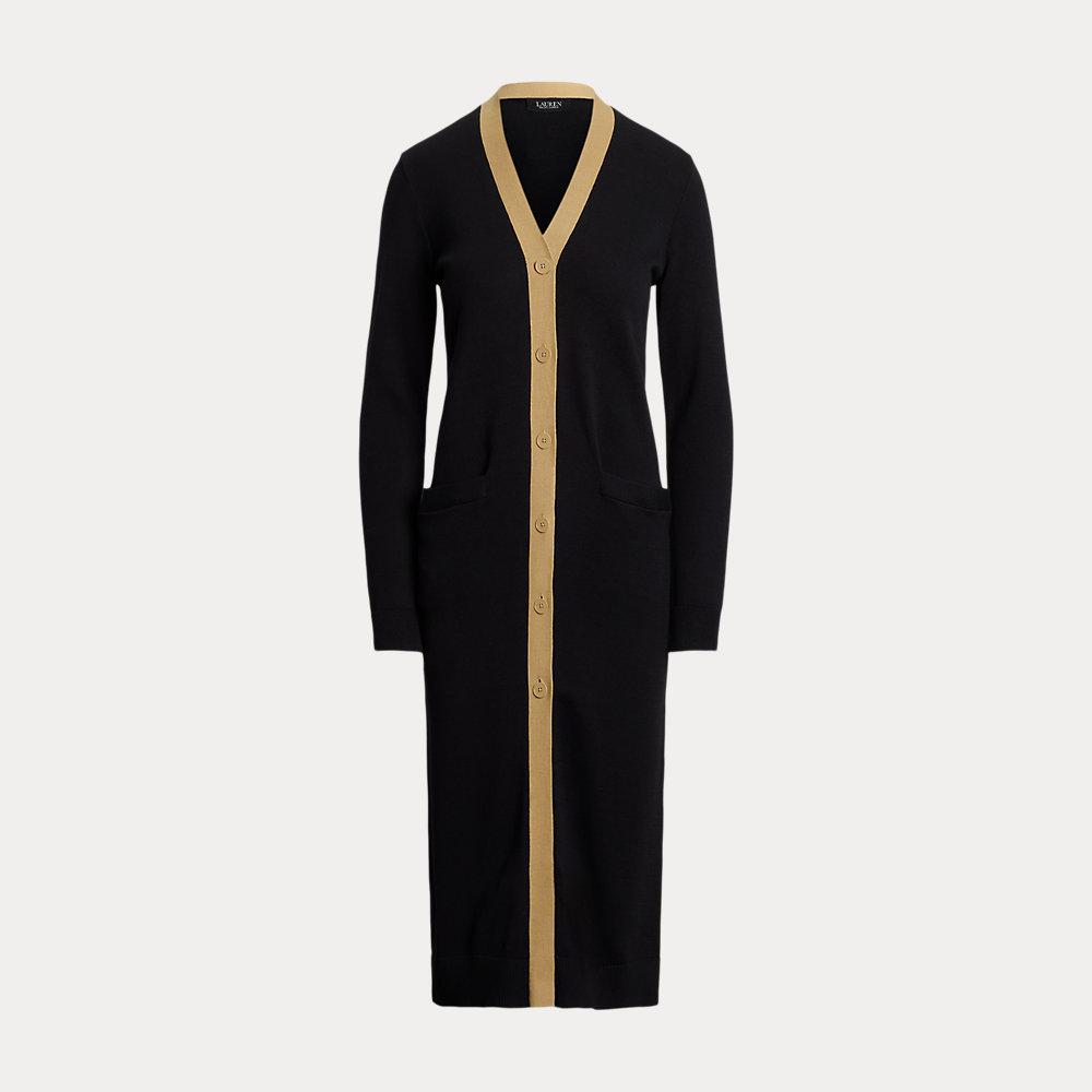 LAUREN RALPH LAUREN Two-Tone Cotton-Blend Cardigan in Black | endource