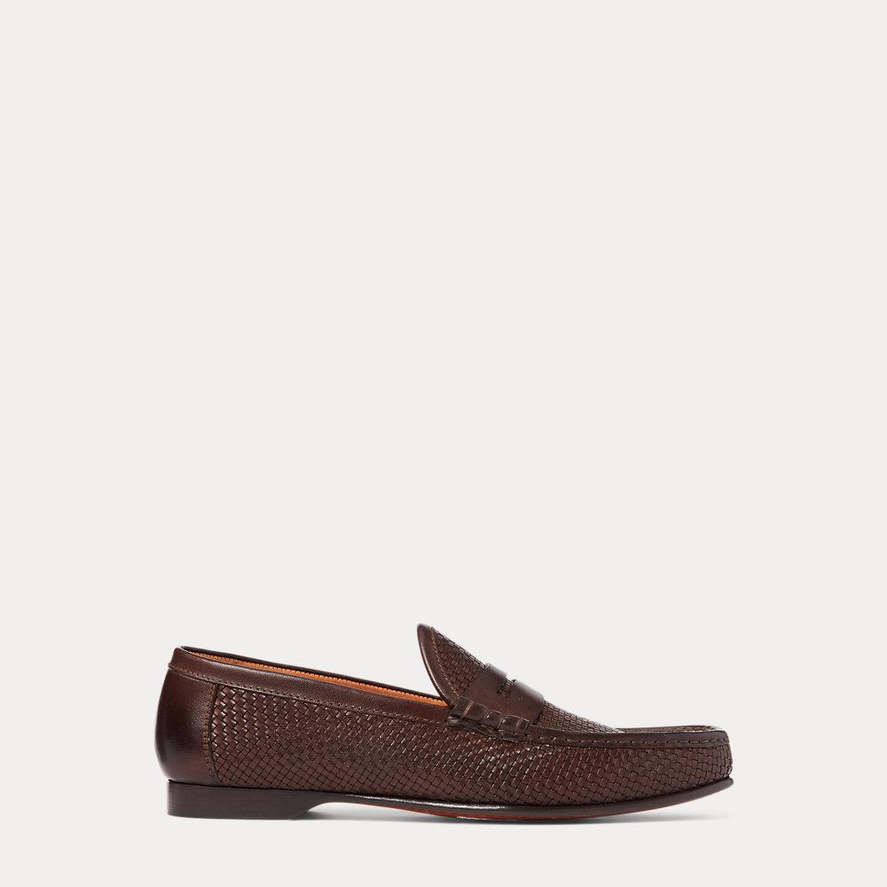 RALPH LAUREN PURPLE LABEL Chalmers Woven Leather Penny Loafer | endource