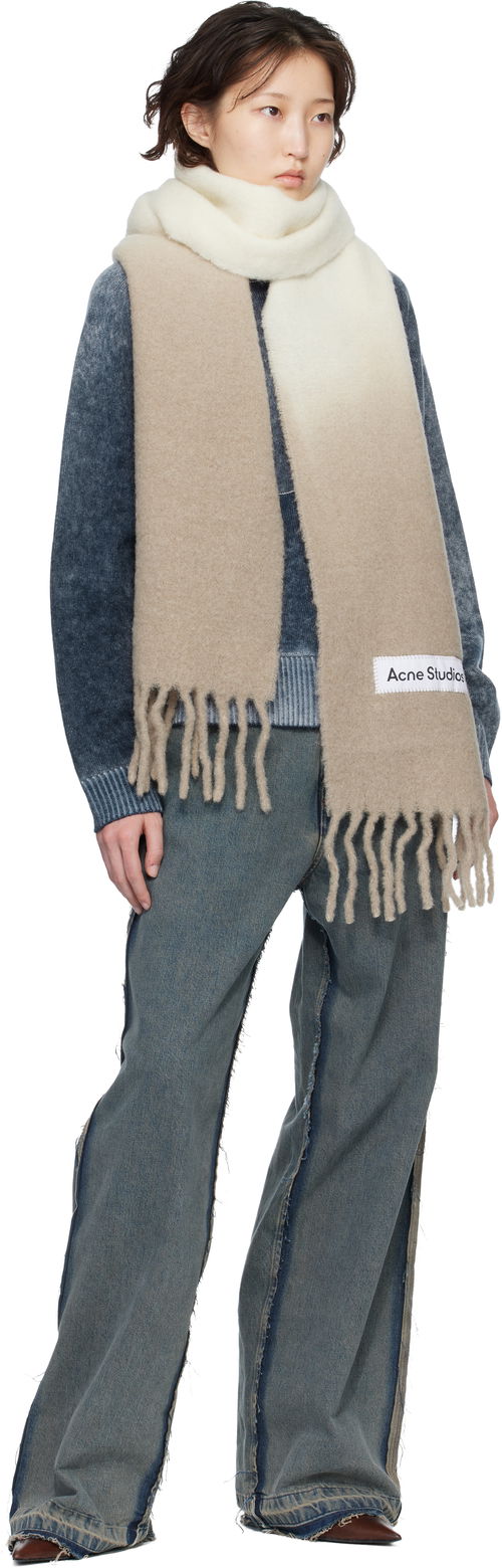 ACNE STUDIOS Beige Wool Fringe Scarf | endource