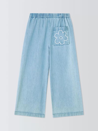 JOHN LEWIS Kids' Floral Wide Leg Jeans, Blue | endource