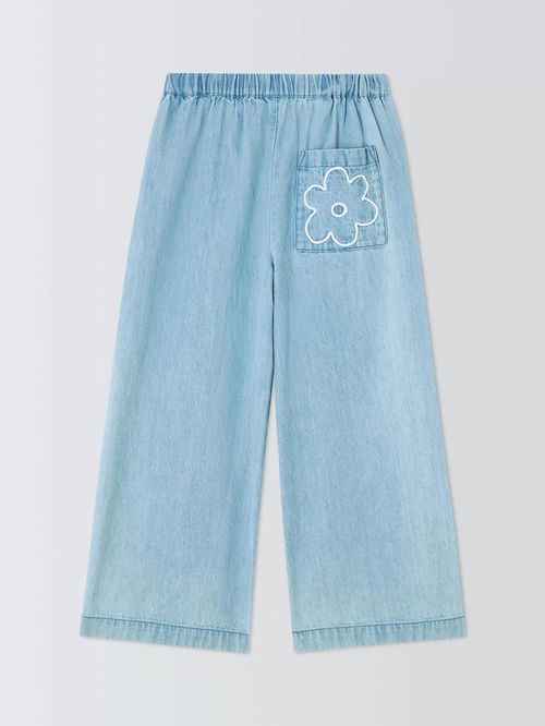 JOHN LEWIS Kids' Floral Wide Leg Jeans, Blue | endource