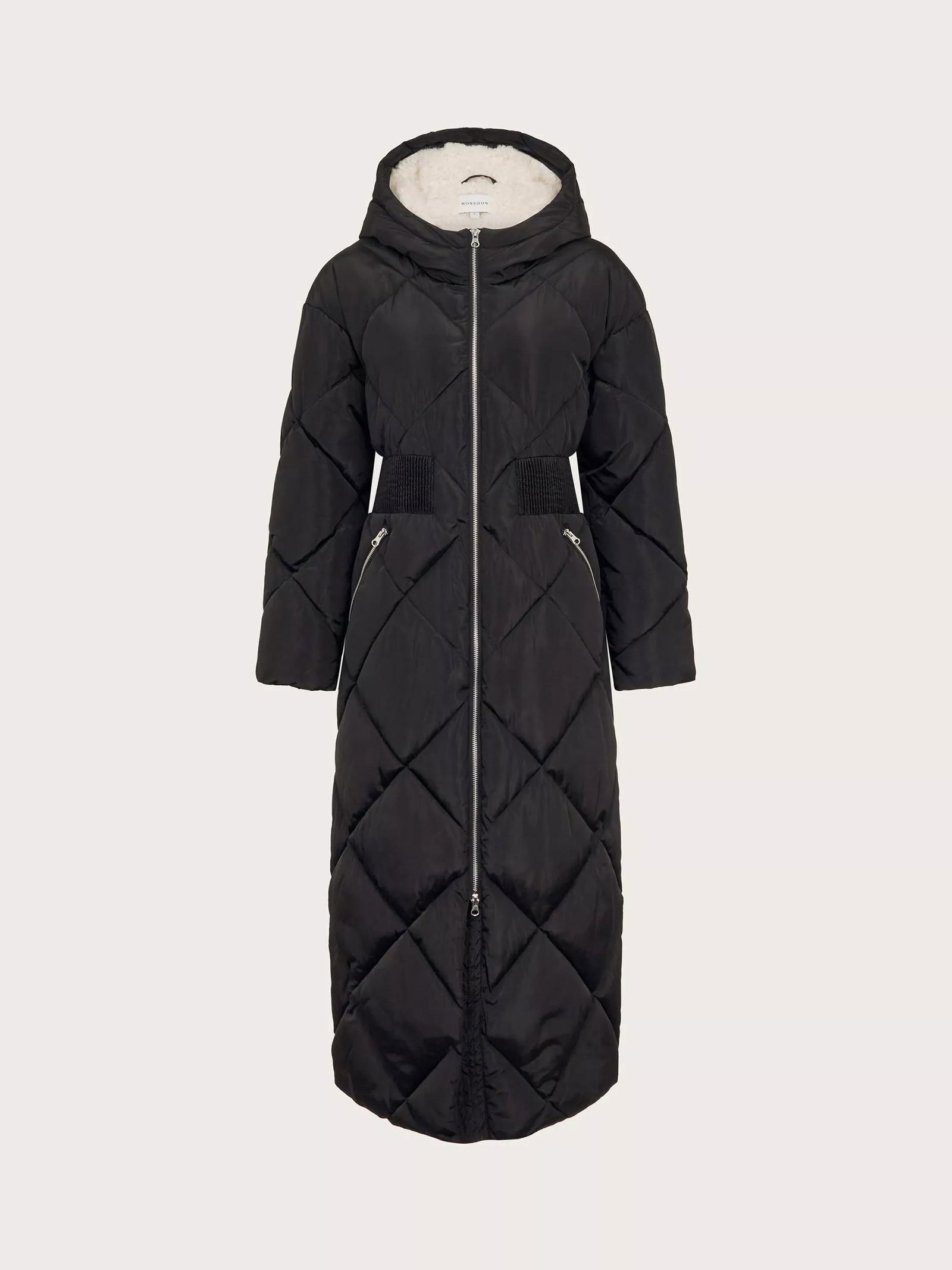 Monsoon Phoebe Fleece Puffer Coat in Black | endource