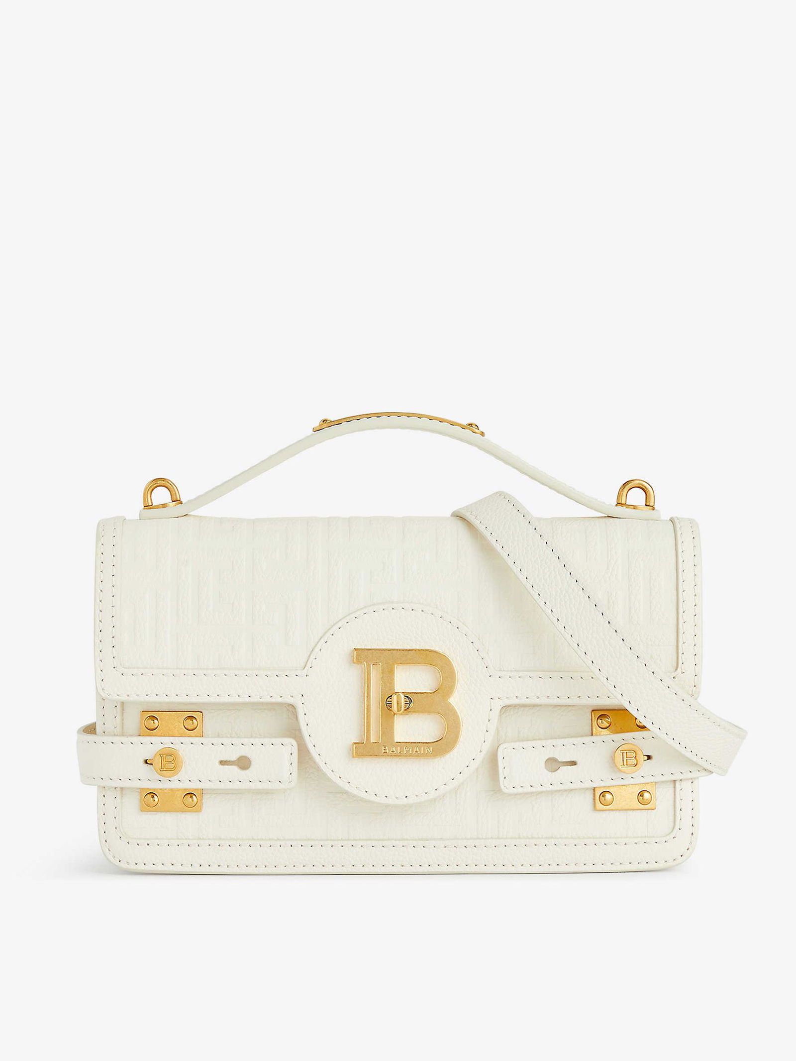 BALMAIN B-Buzz 24 Leather Cross-Body Bag in CREME | endource