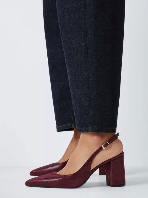 JOHN LEWIS Cinnamon Suede Block Heel Slingback Court Shoes, Rioja ...