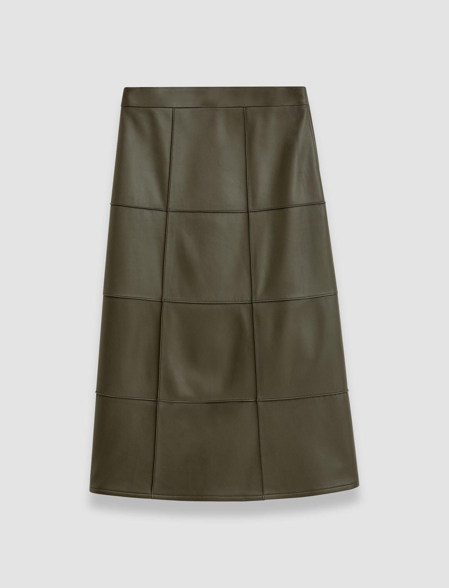 JOSEPH Grid Nappa Leather Keller Skirt in Hass Avocado | endource