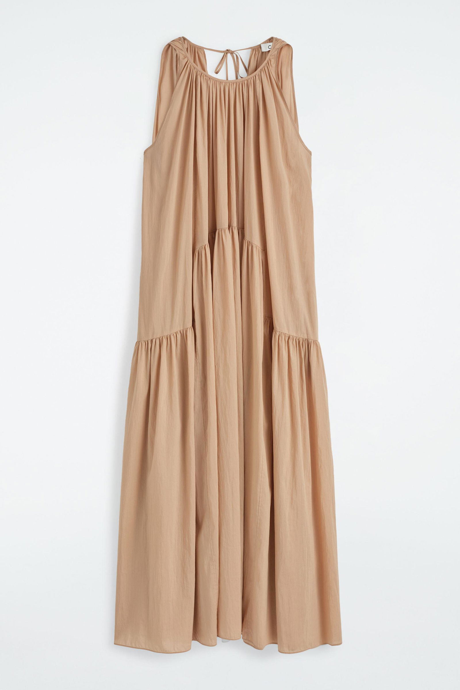 COS Gathered Halterneck Maxi Dress in BEIGE | endource