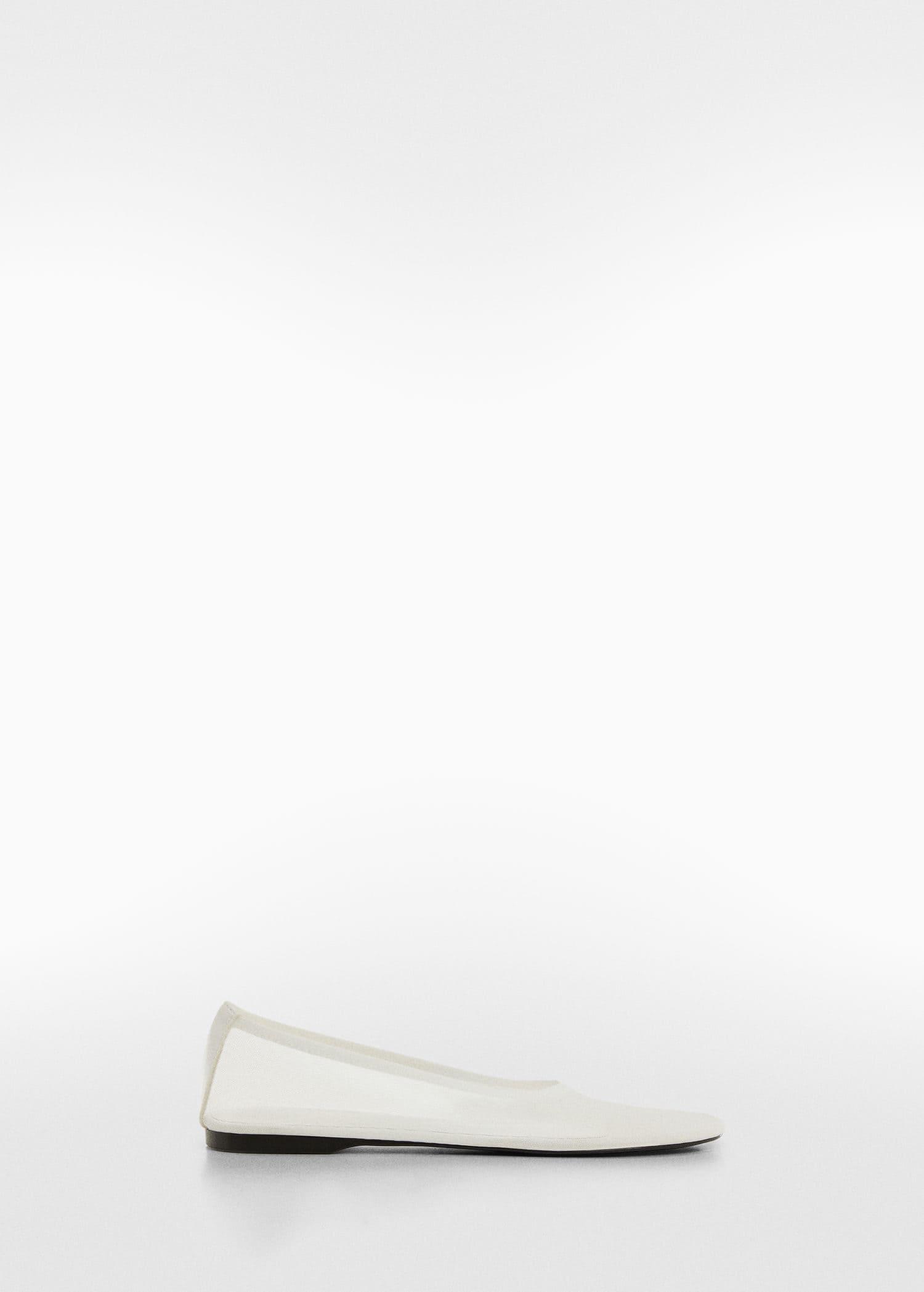 MANGO Semi-Transparent Mesh Ballerinas in White | Endource