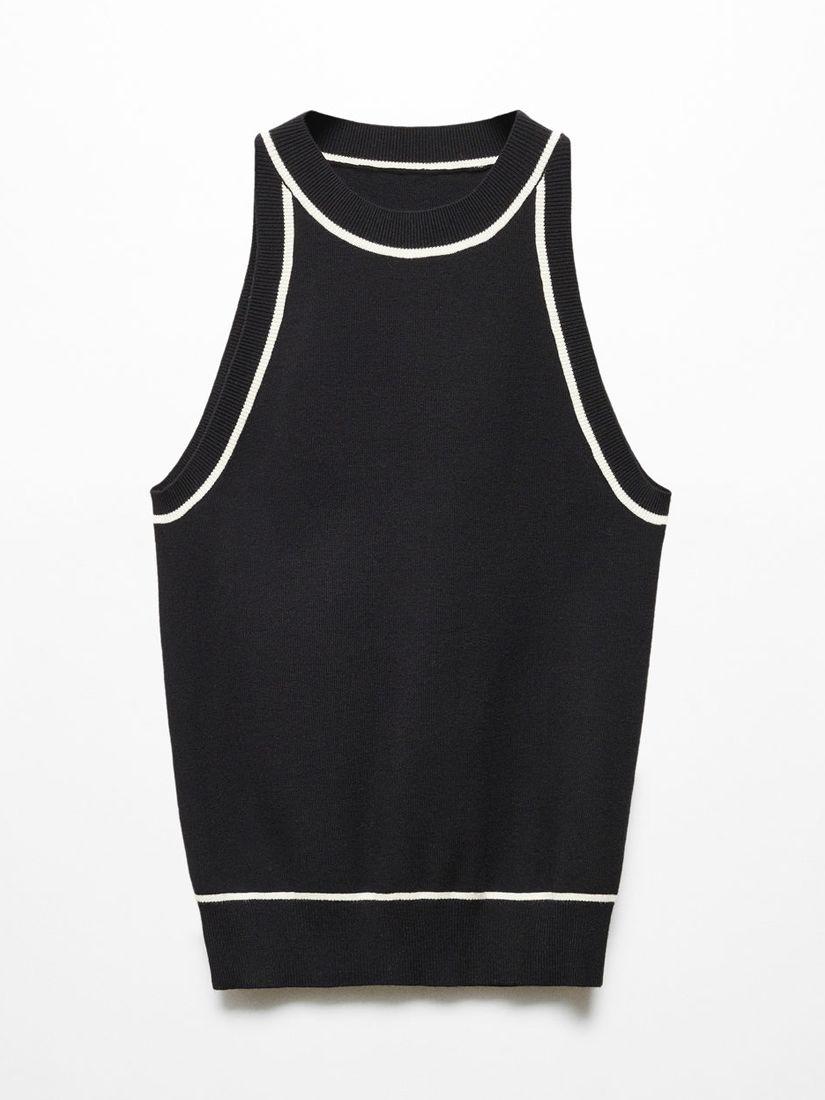 MANGO Piping Contrast Trim Top in Black | endource