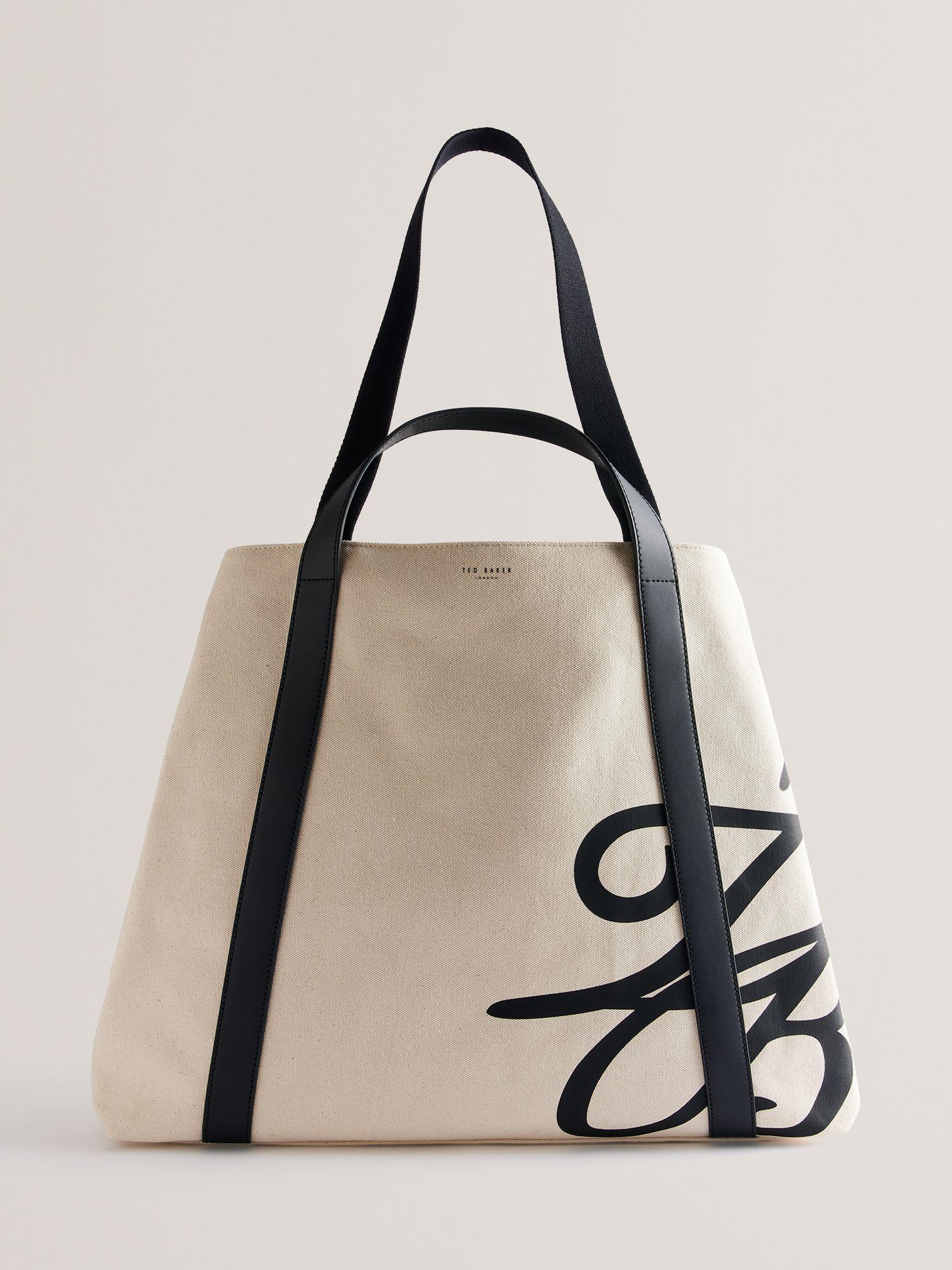 TED BAKER Jijjy Oversized Canvas Tote Bag in Natural/Black | endource