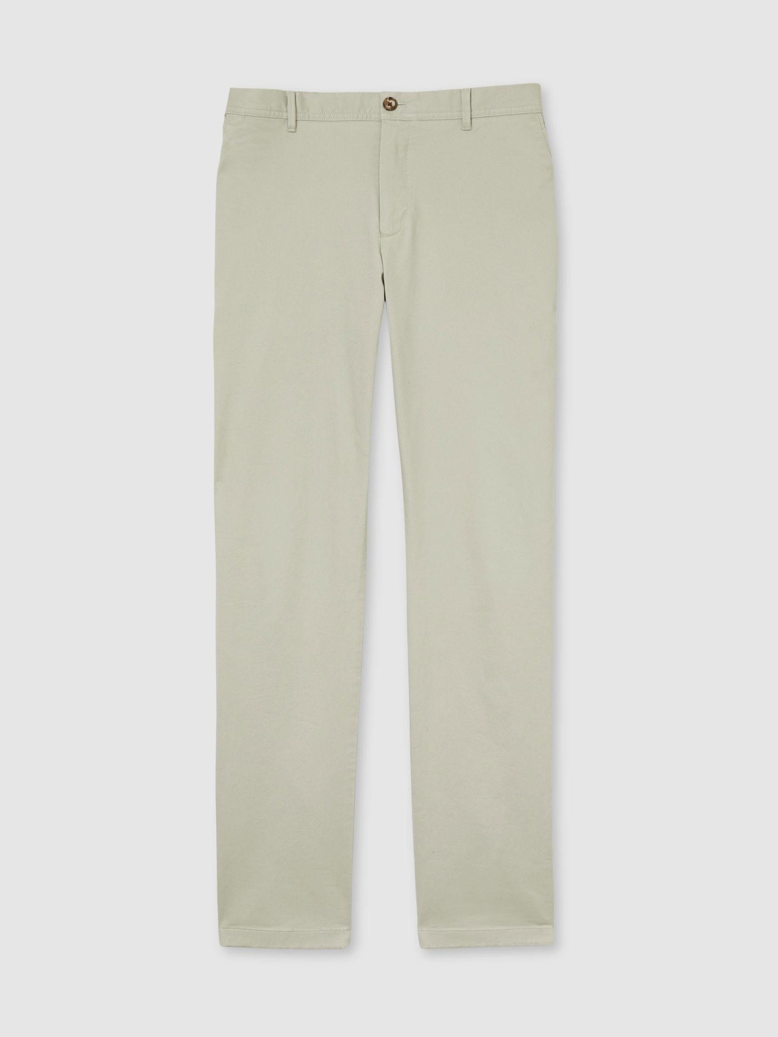 REISS Slim Fit Washed Cotton Blend Chinos in Sage | endource