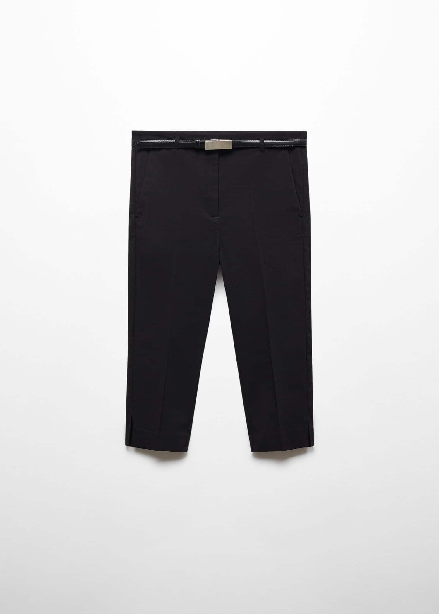 MANGO Belted Capri Trousers in Black | endource