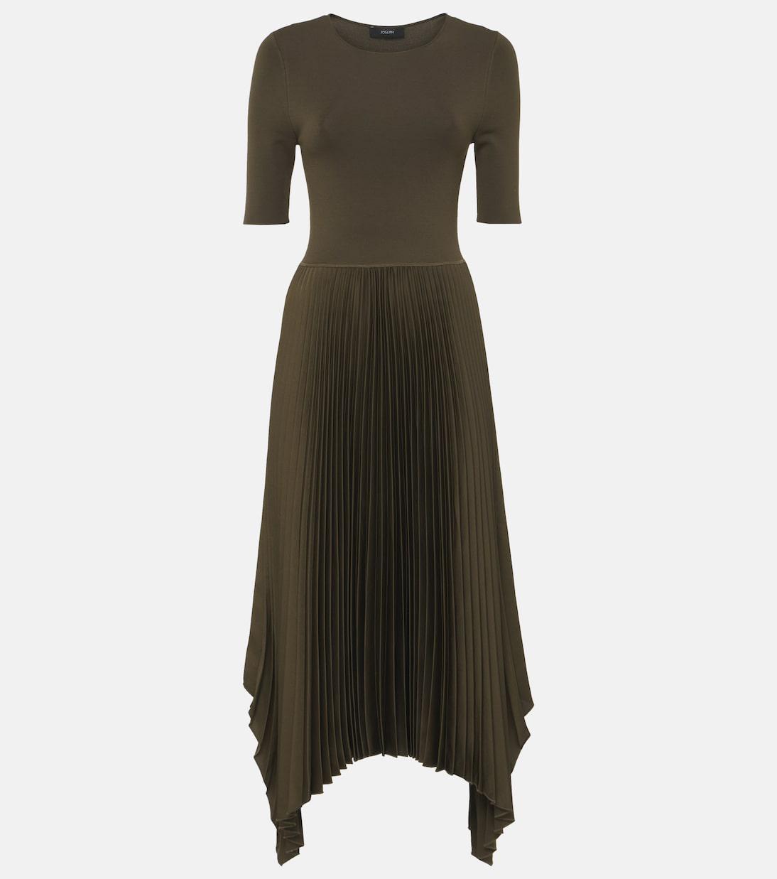 JOSEPH Darno Asymmetric Plissé Midi Dress | endource