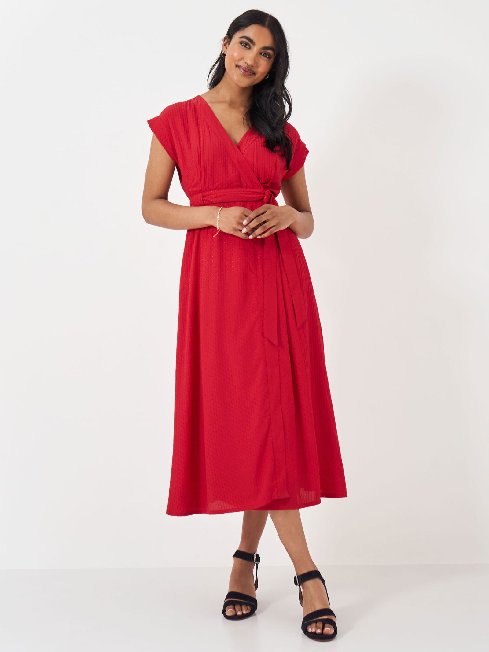 CREW CLOTHING Gemma Wrap Dress in Ruby Red | endource