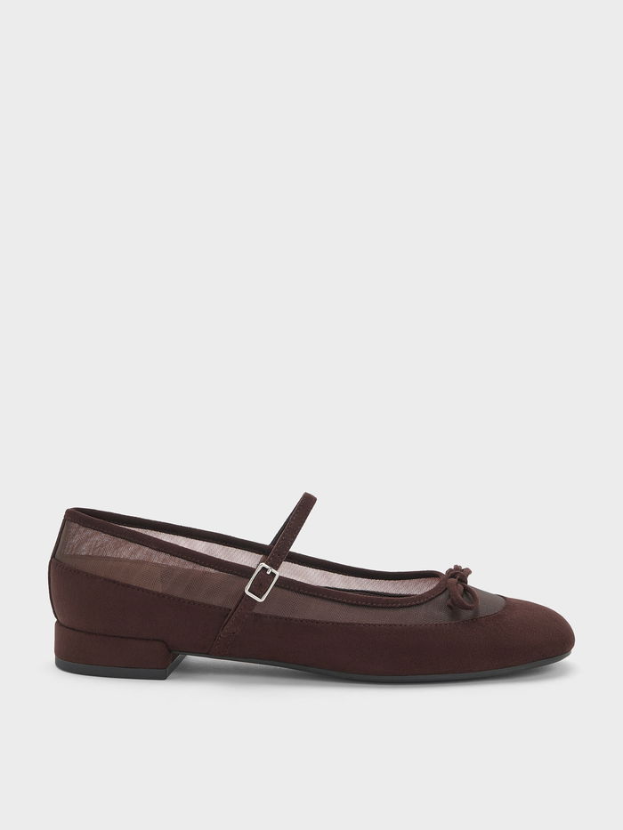 CHARLES & KEITH Mulligan Faux Suede & Mesh Mary Janes | endource