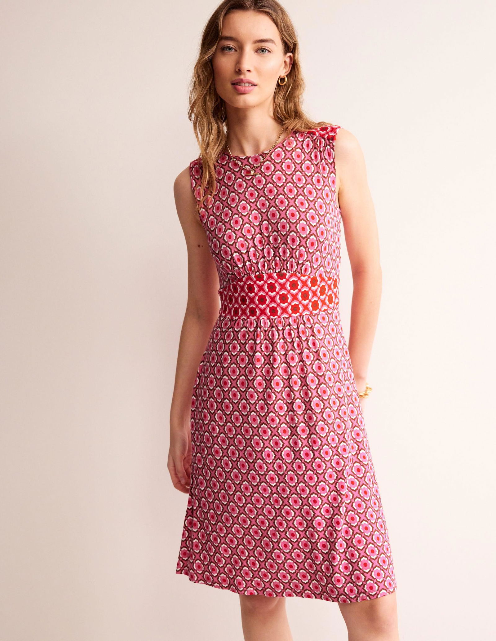 BODEN Thea Sleeveless Short Dress-Sangria Sunset, Geo Pome | endource