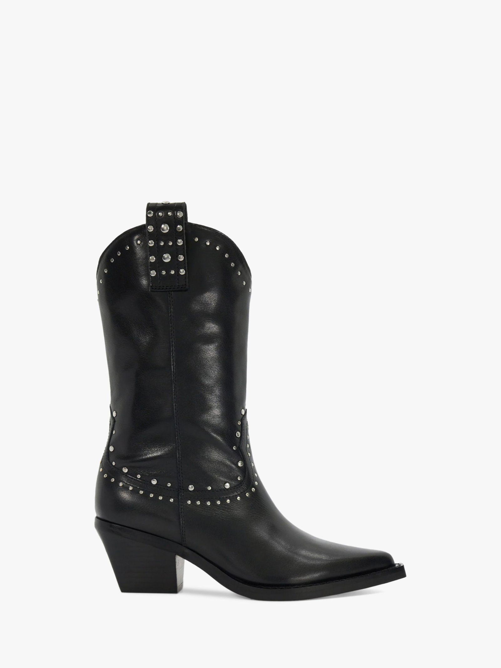 DUNE Podeo Leather Pointed Cowboy Boots in Black | endource