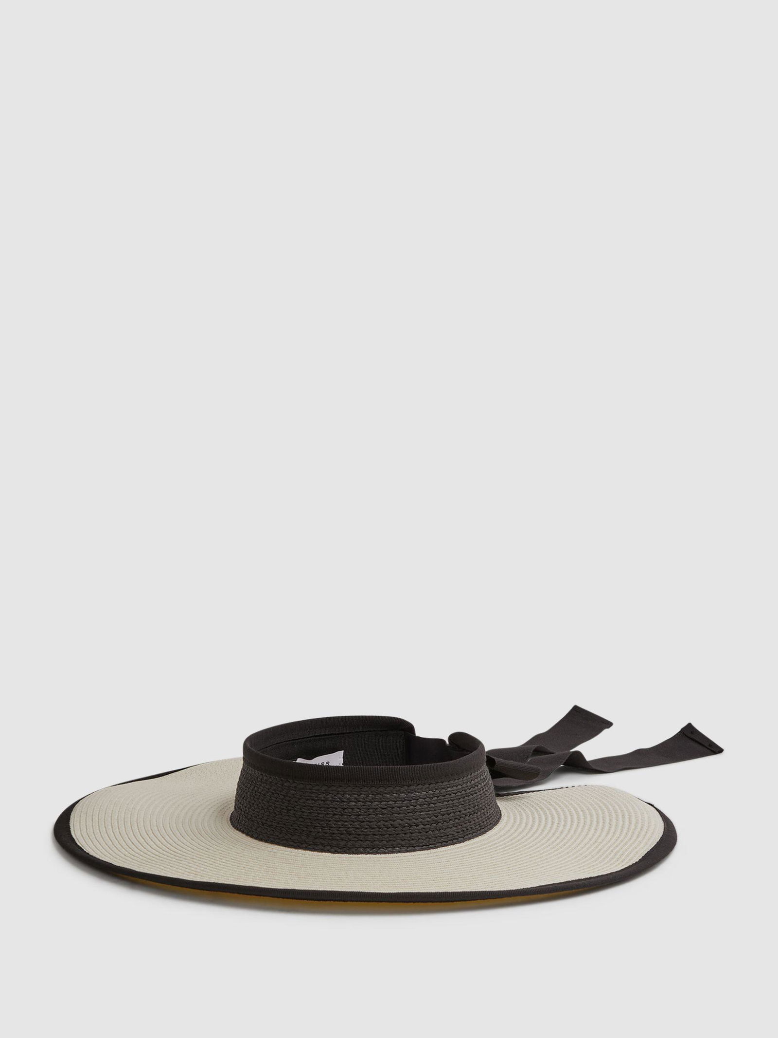 REISS Kylie Oversized Raffia Visor in Natural | endource