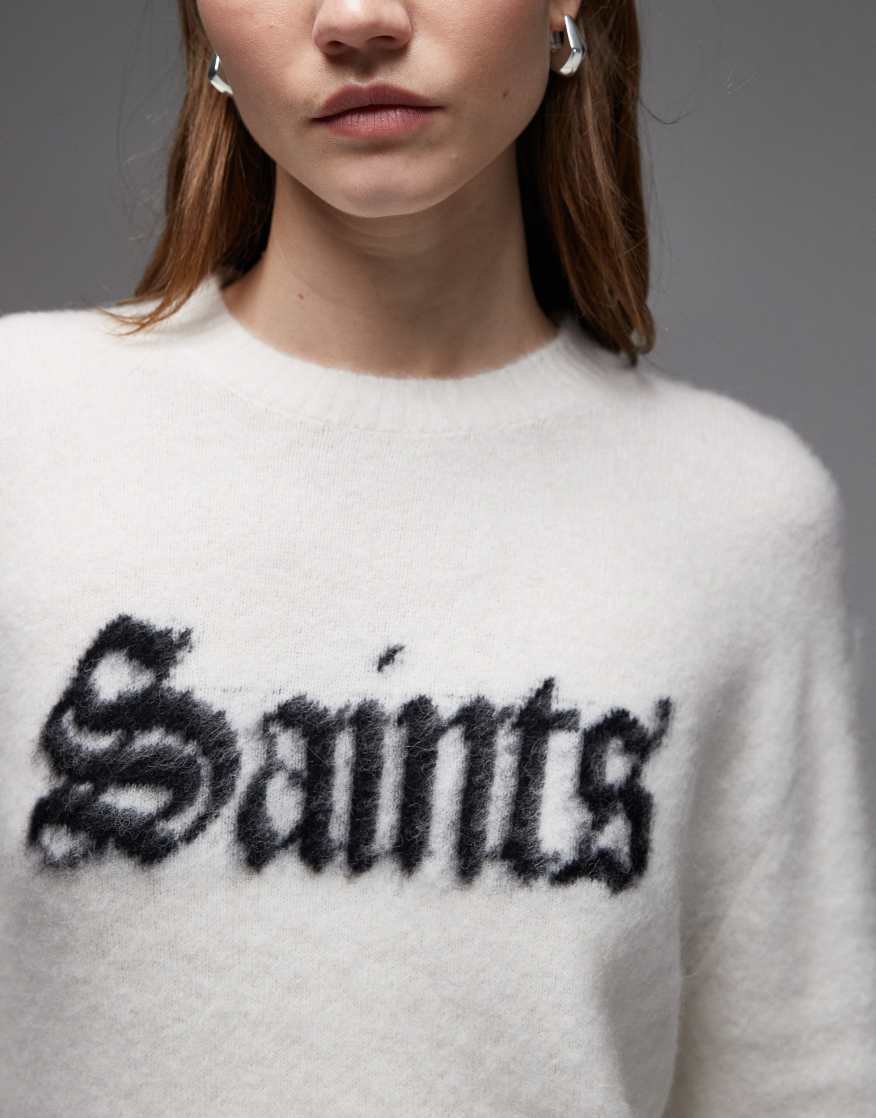 ALLSAINTS Saint Crew Neck Jumper In White | endource