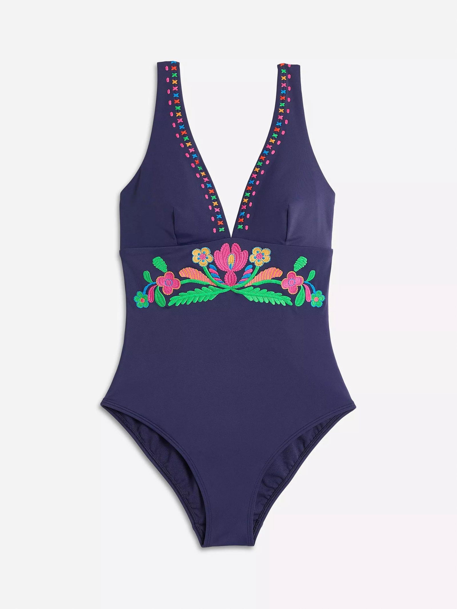 BODEN Embroidered Swimsuit in Navy | endource
