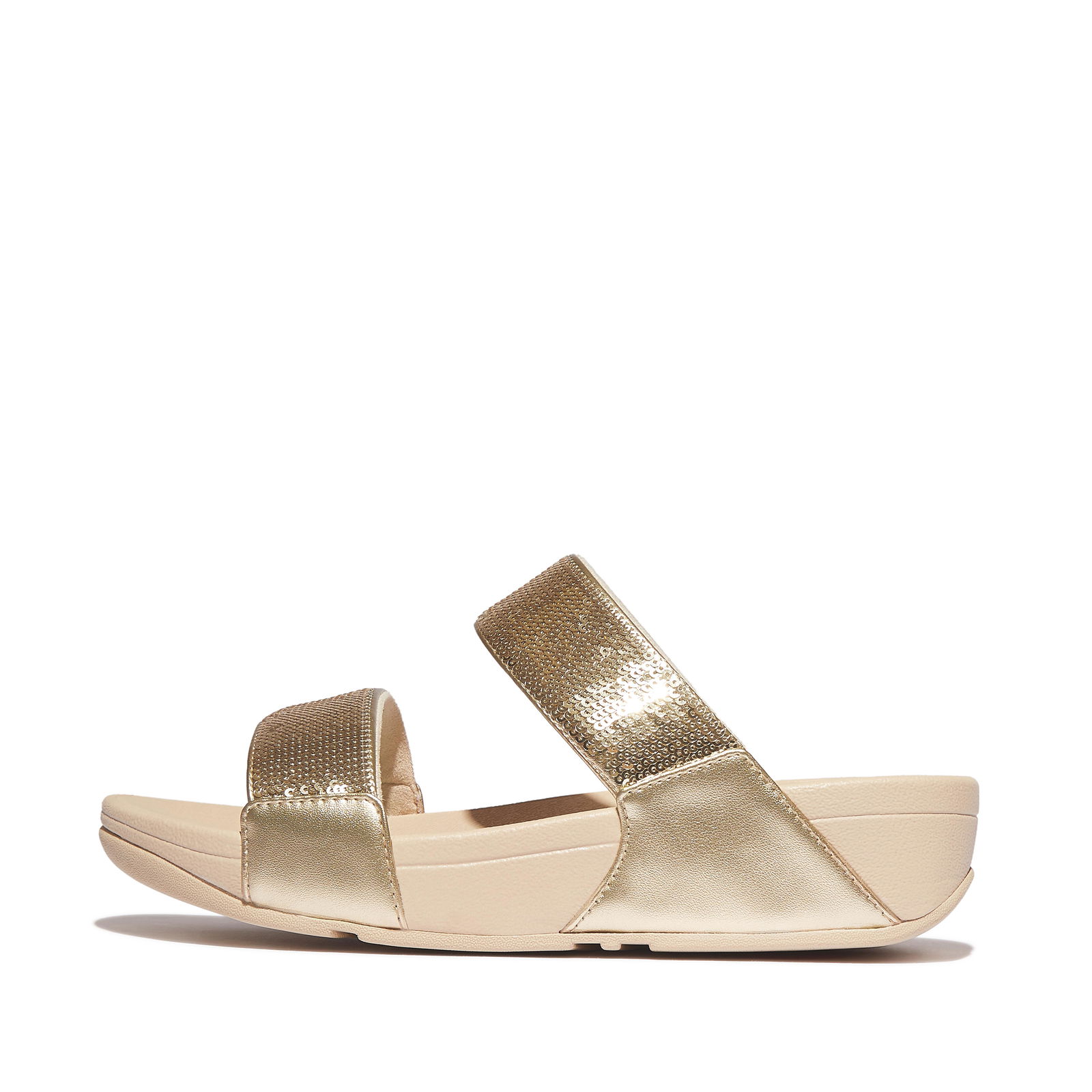 Fitflop LULU Sequin Slides Sequin-Covered Fabric (Pet)/Faux-Leather (Pu ...
