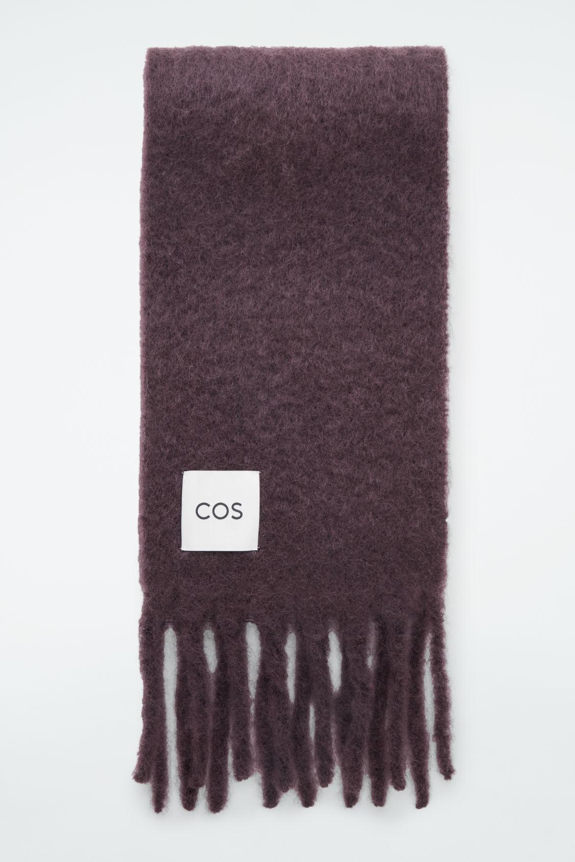 COS Fringed Brushed-Mohair Scarf in BORDEAUX | endource