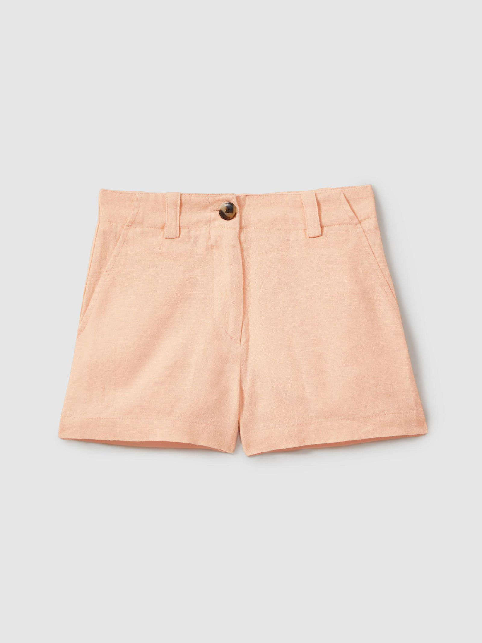 REISS Dani Linen Loose Fit Shorts in Apricot | endource