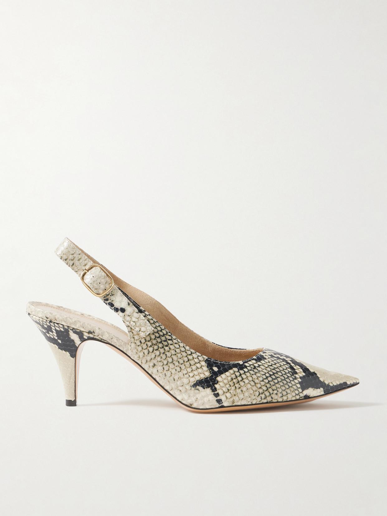 KHAITE River Snake-Effect Slingback Pumps in Animal print | endource