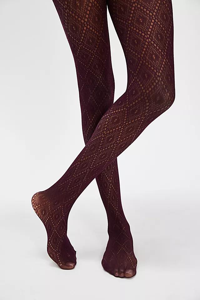 FREE PEOPLE Framed Diamonds Net Tights in Fig | endource