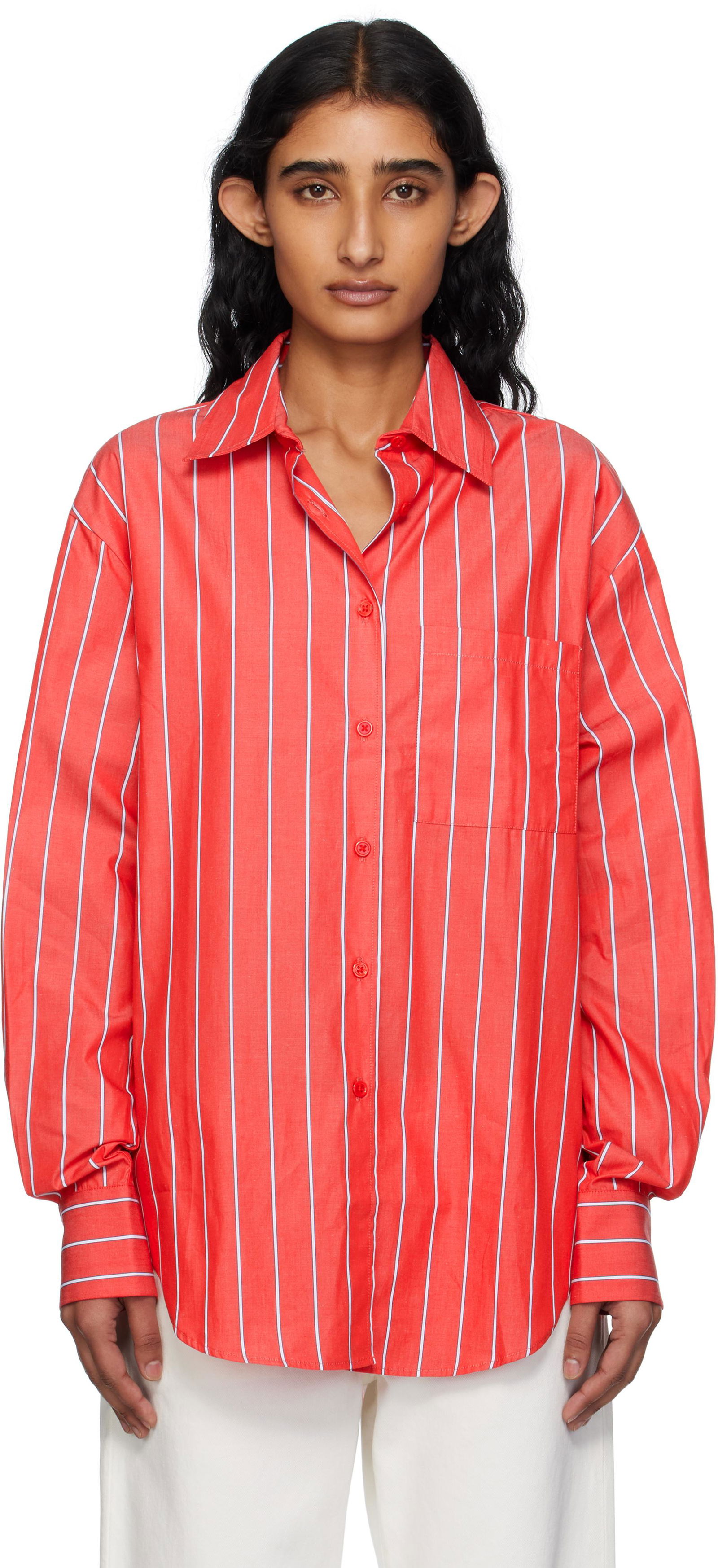 THE FRANKIE SHOP Lui Striped Cotton Shirt | endource