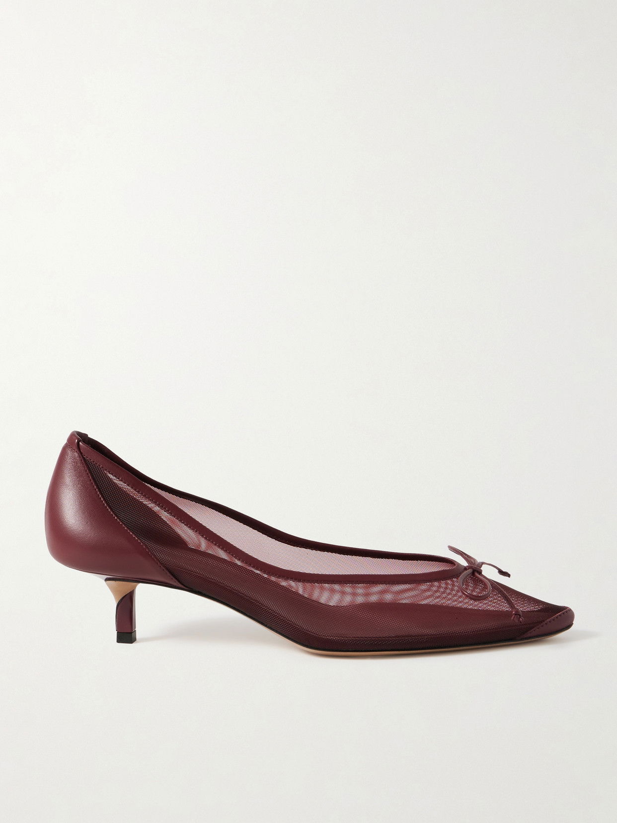 JACQUEMUS Tourni Bow-Detailed Leather-Trimmed Mesh Pumps | endource