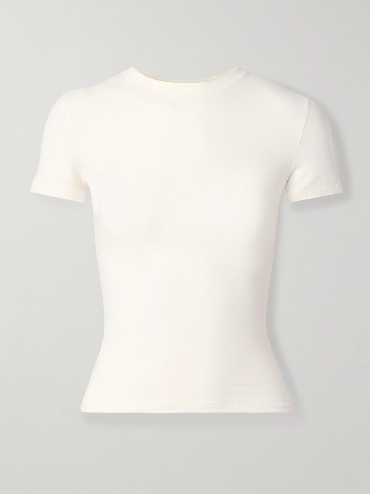 SKIMS Stretch-Cotton T-Shirt in White | Endource